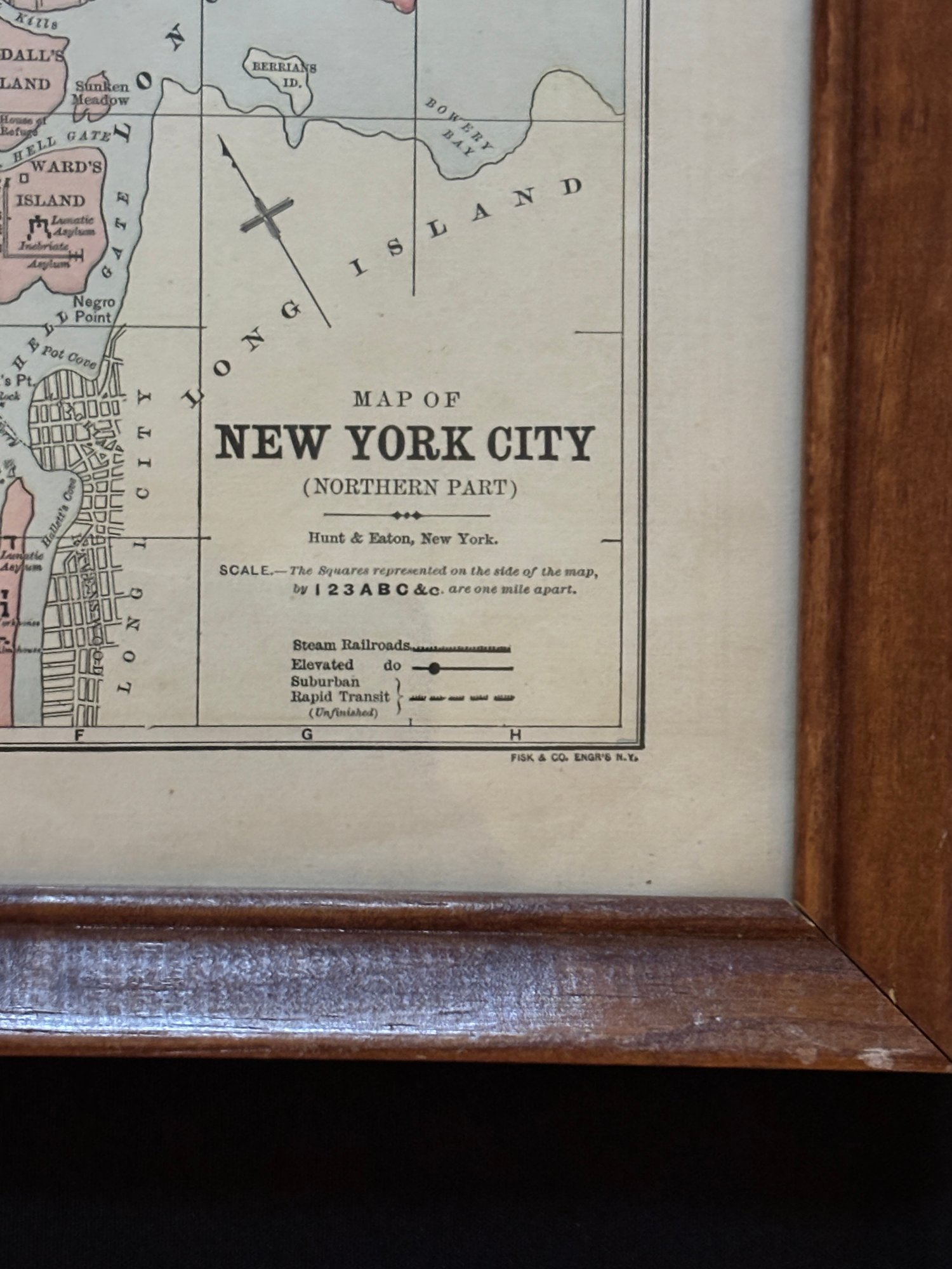 Authentic 1890 Map Of New York City (Northern Part) Original Hunt ...