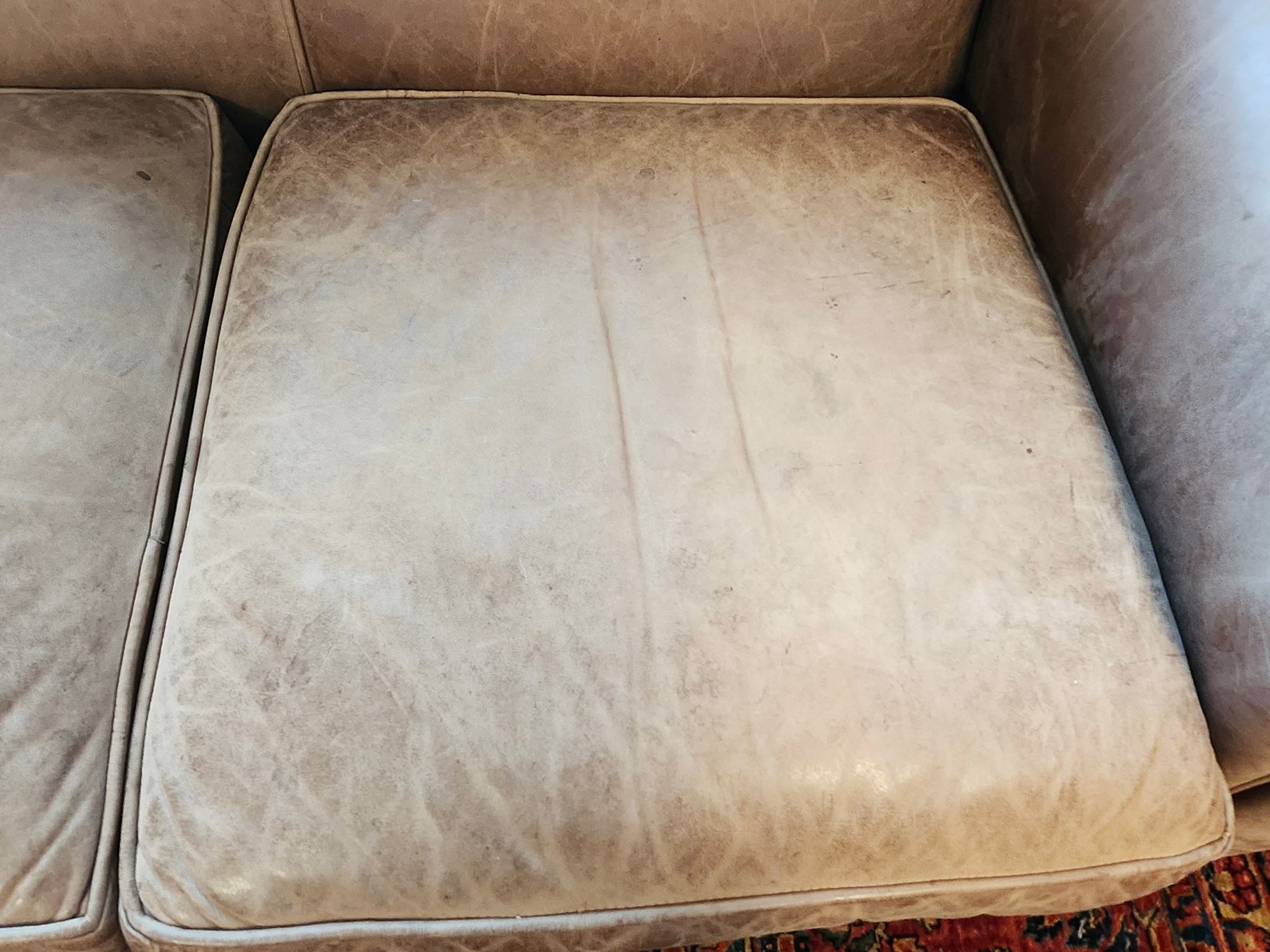 Comfortable Mitchell Gold Leather Sofa #40874956 | Auctionninja.com