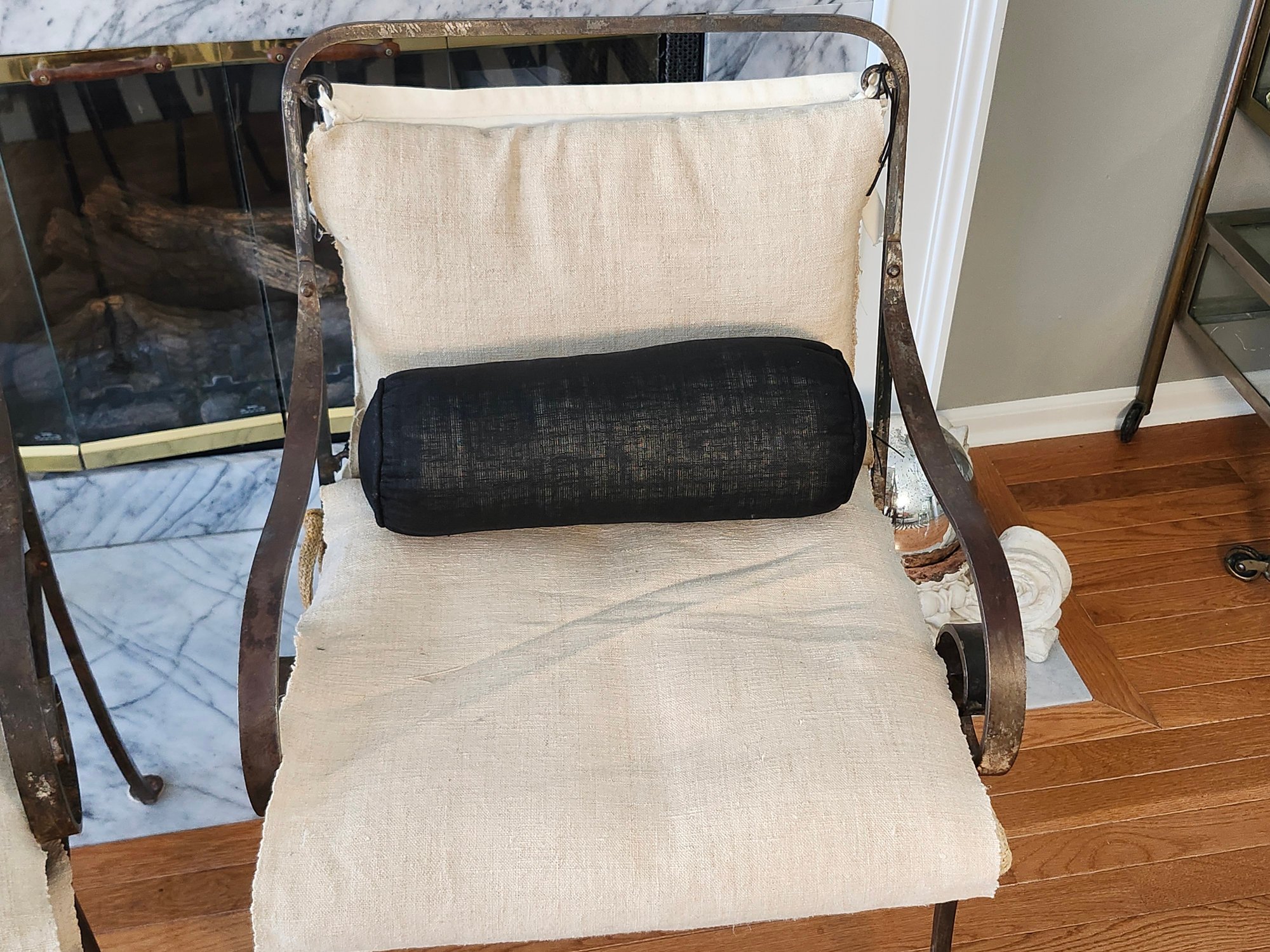 Creative Reimagined Metal Chairs With Upholstered Pads And Bolster ...