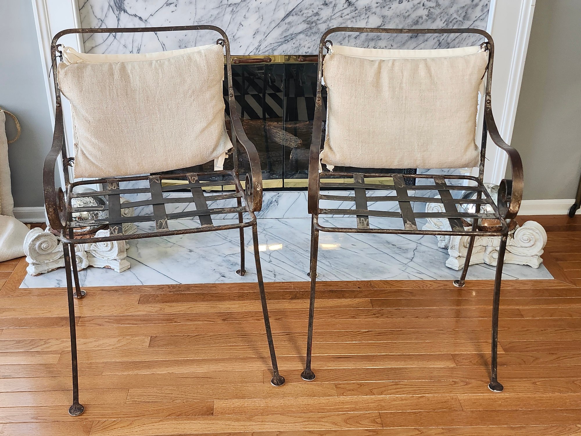 Creative Reimagined Metal Chairs With Upholstered Pads And Bolster ...