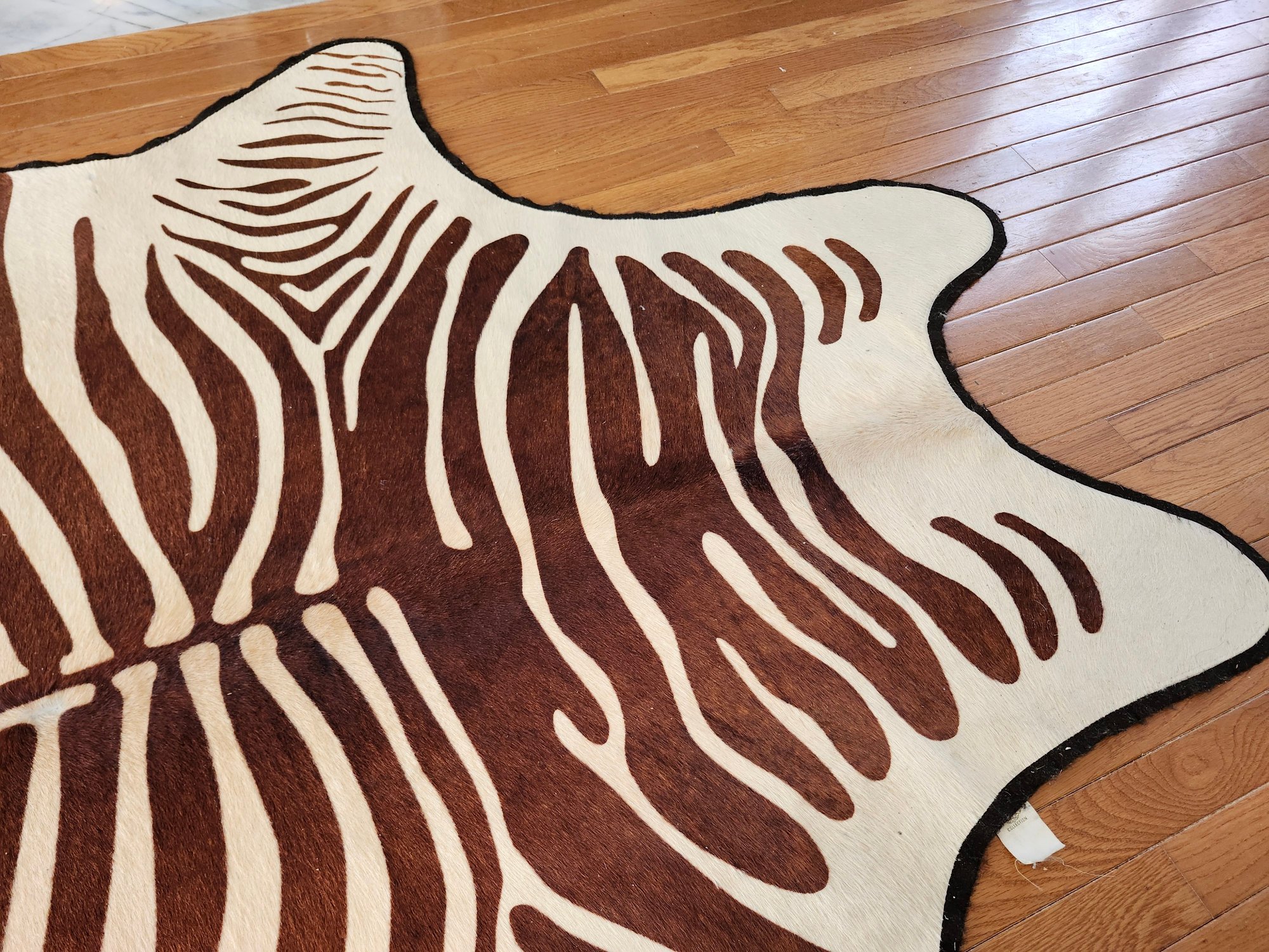 Authentic Brown And Cream Zebra Hide Rug With Felted Backing #40877005 ...