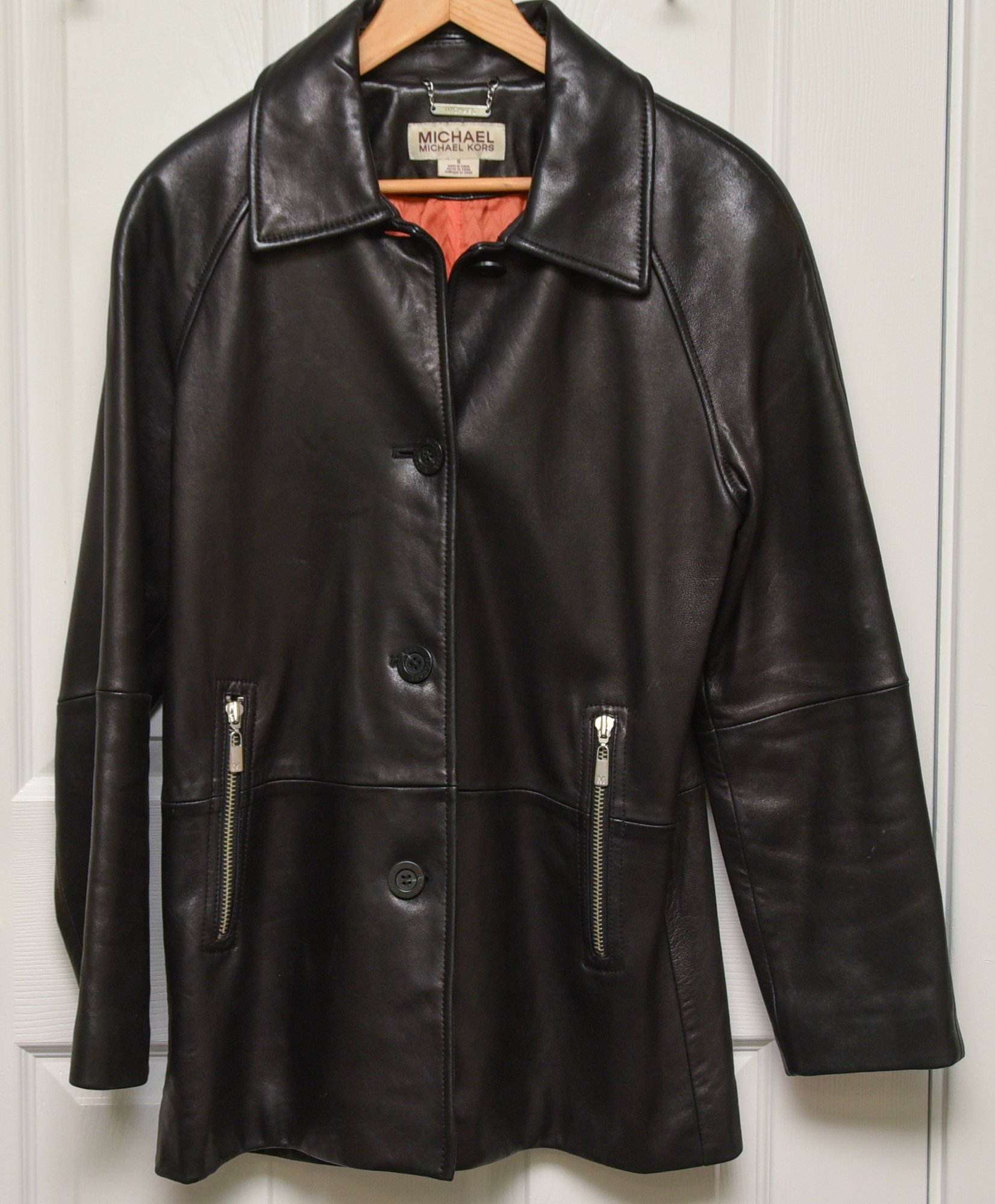 Michel Kors Black Leather Jackets With Zip Front Pockets #2035326 ...