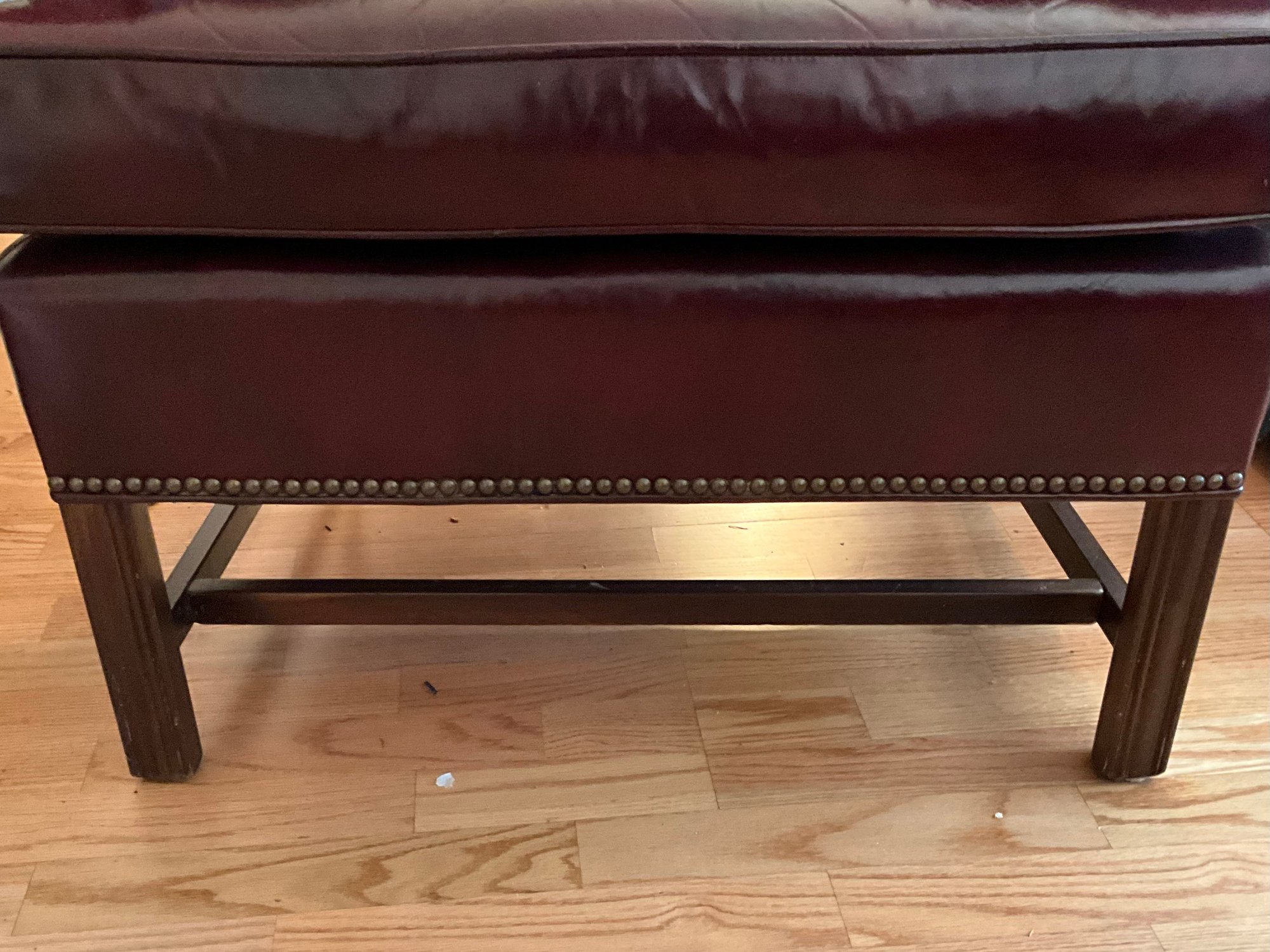 Vintage Ethan Allen Georgian Burgundy Red Leather Wingback Chair With ...