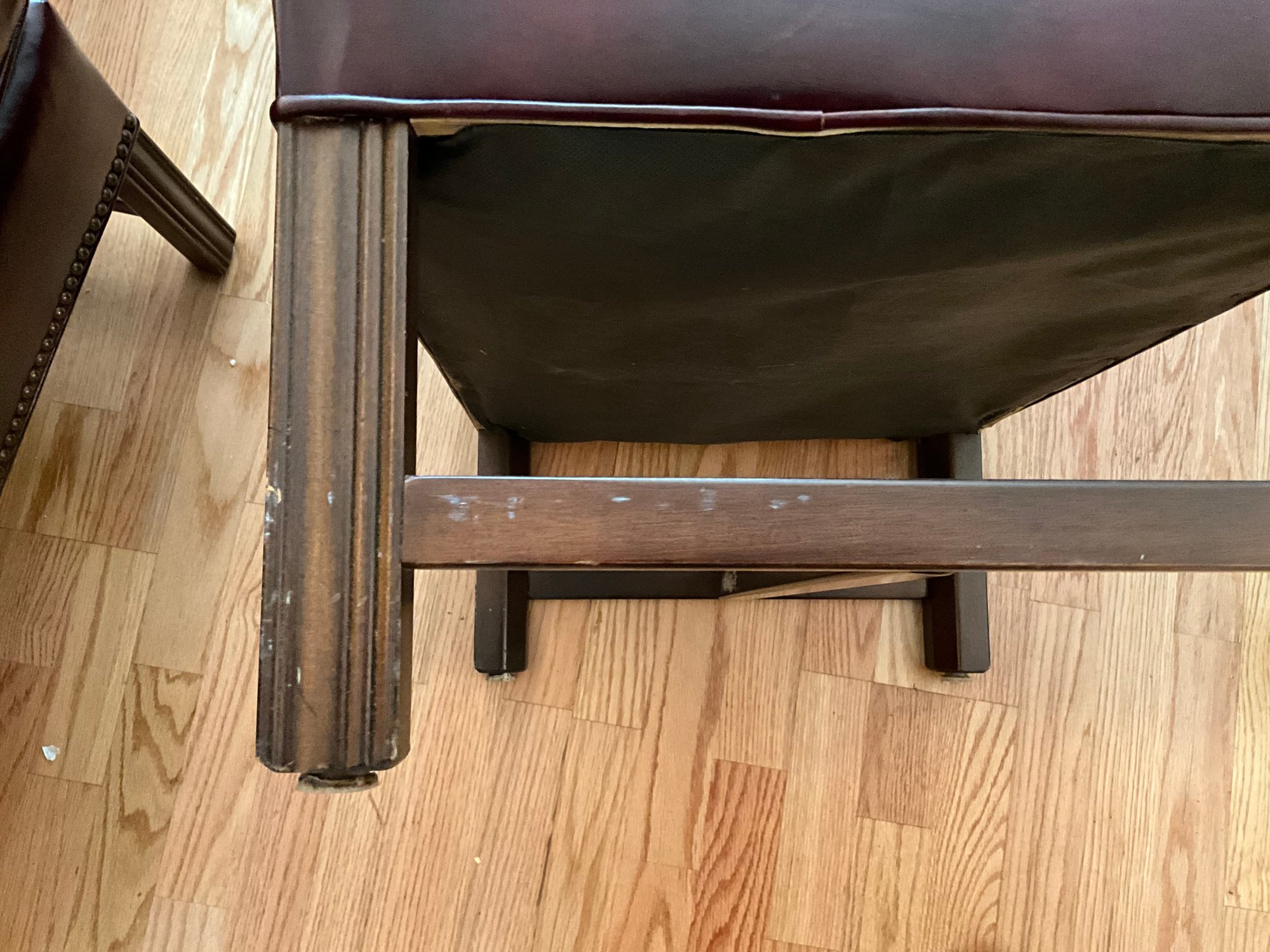 Vintage Ethan Allen Georgian Burgundy Red Leather Wingback Chair With ...