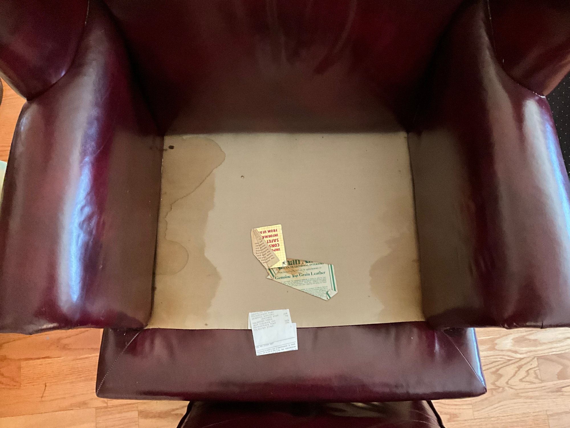 Vintage Ethan Allen Georgian Burgundy Red Leather Wingback Chair With ...