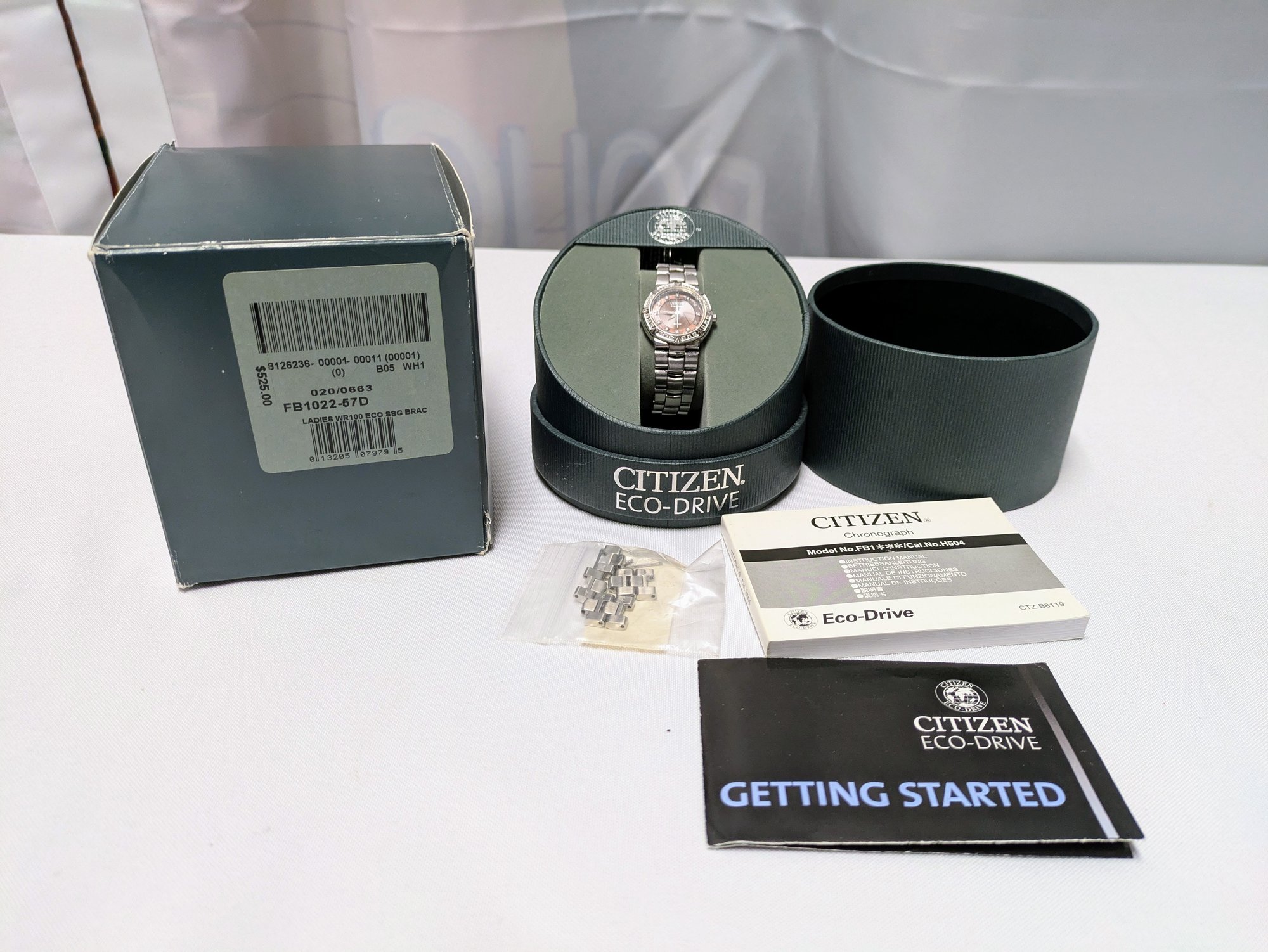 Citizen Lady's Diamond Chip Bezel & Number Spots, Brown Face "Eco-Drive ...