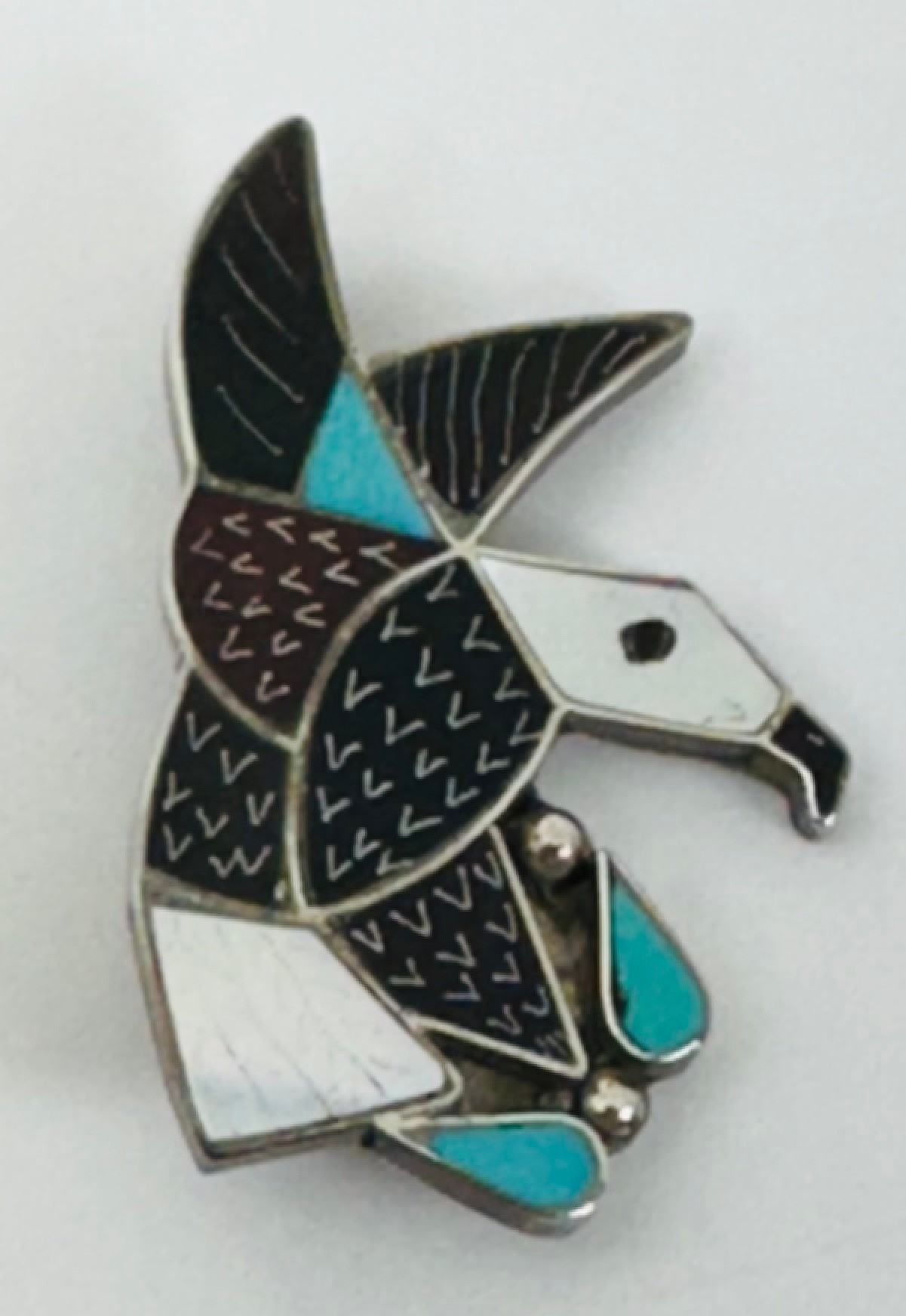 SIGNED C D LEEKITY ZUNI NATIVE AMERICAN STERLING SILVER INLAY EAGLE ...