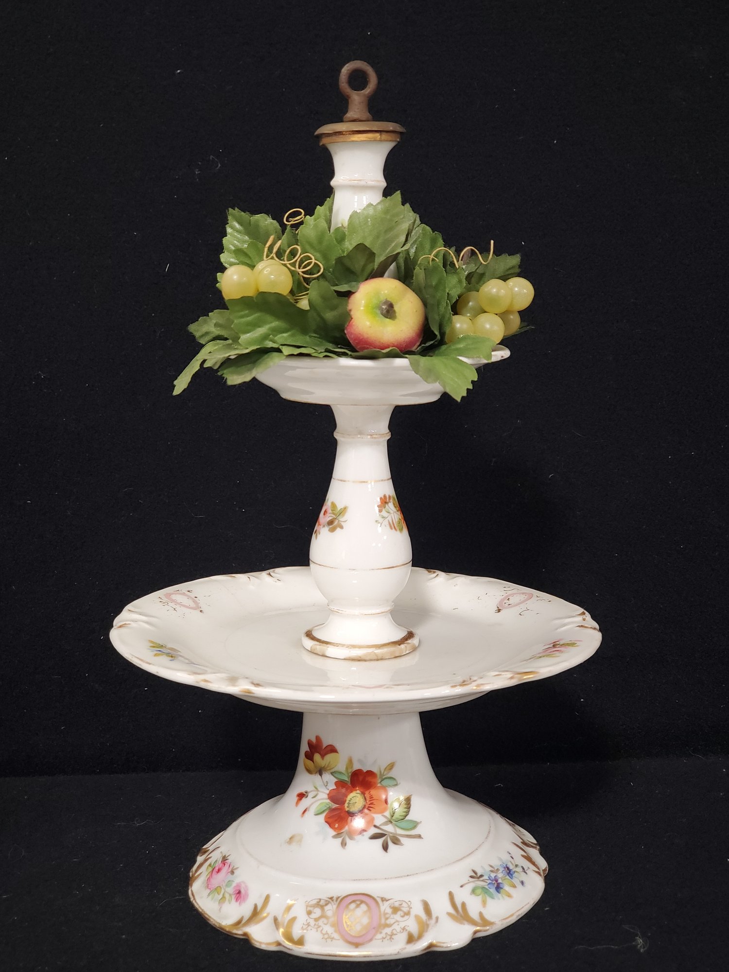 Antique Painted Porcelain Tiered Dessert Stand Centerpiece #2038121 ...
