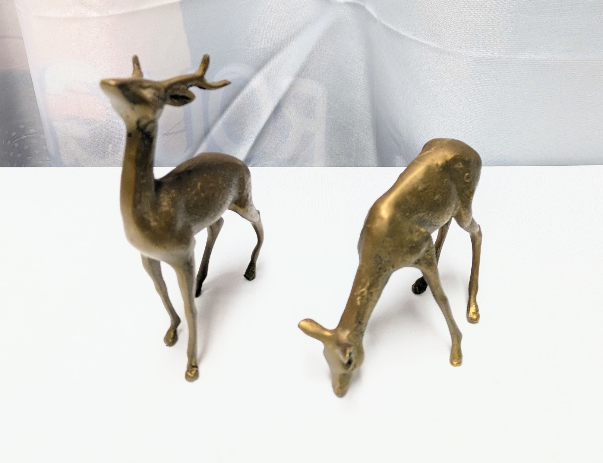 Pair Of Solid Brass Deer Figurines #2038630 | Auctionninja.com