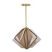 A Bec Brittain Echo 1 Chandelier - Brass And Smoked Glass - 1 Of 2 - #40821131 | Auctionninja.com