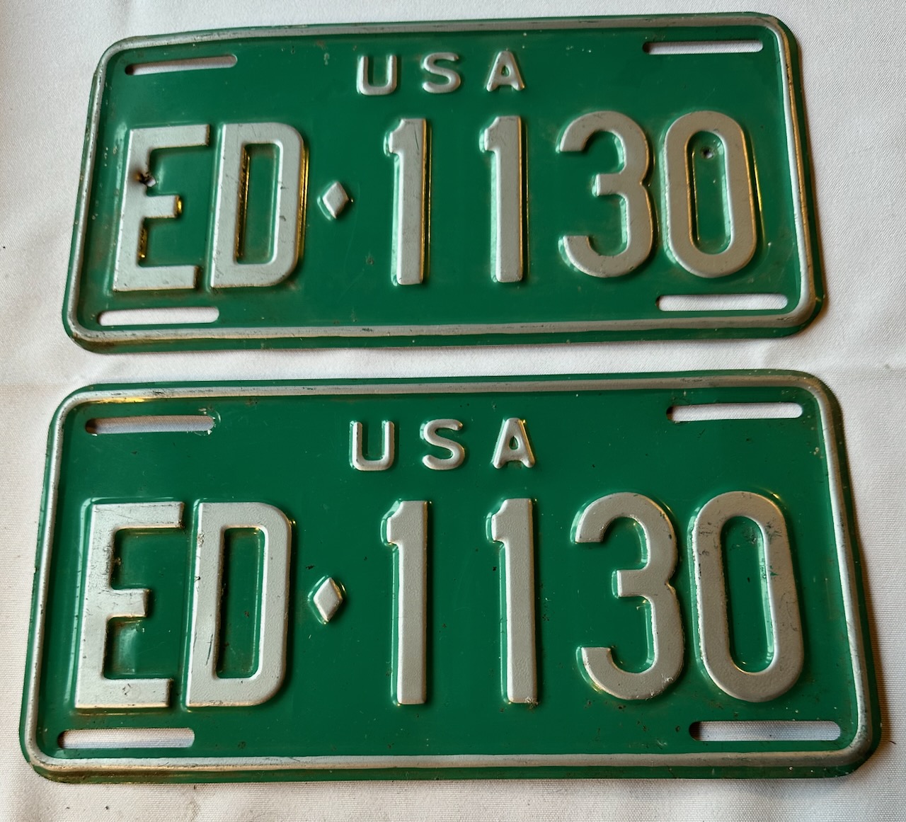 Pair Circa 1960s Military Issue European License Plates, 6" H X 12" L ...