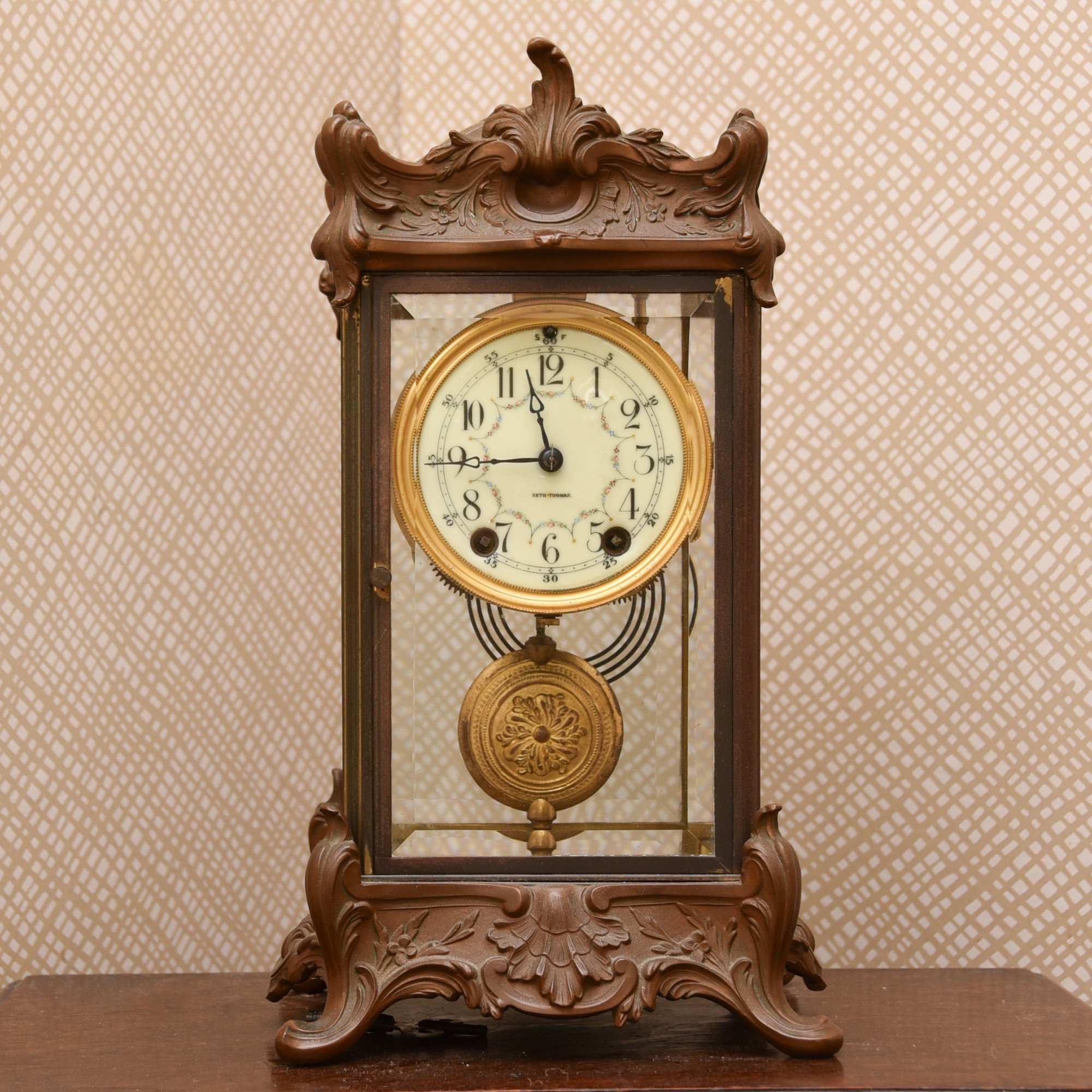 Antique Seth Thomas Pendulum Brass Mantel Clock 48N #2023442 ...