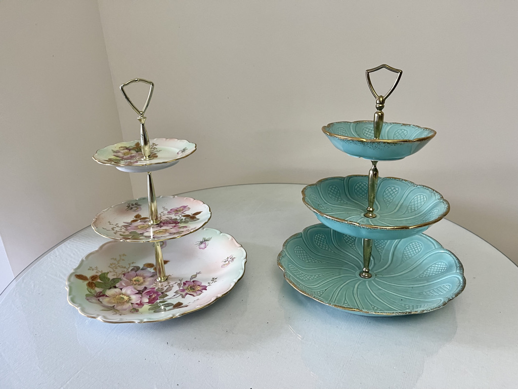 2 Vintage Three Tired Cake Plates #2059392 | Auctionninja.com