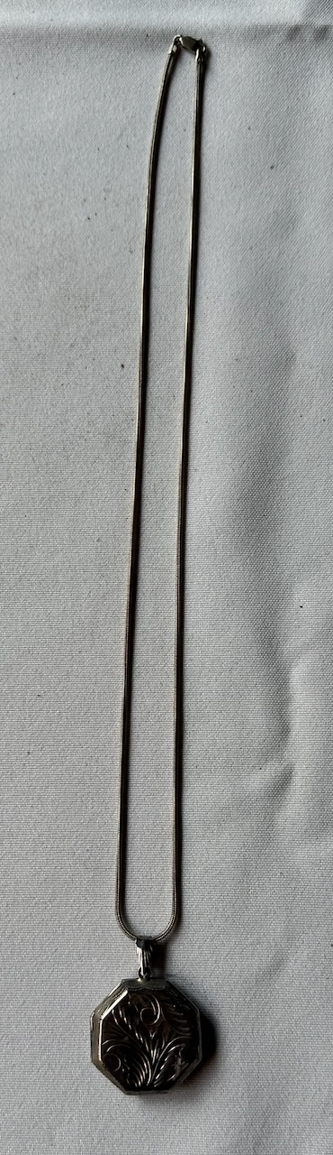 Sterling Locket & Chain, Marked 925, 11 1/2" Drop Or 13 1/2" With ...