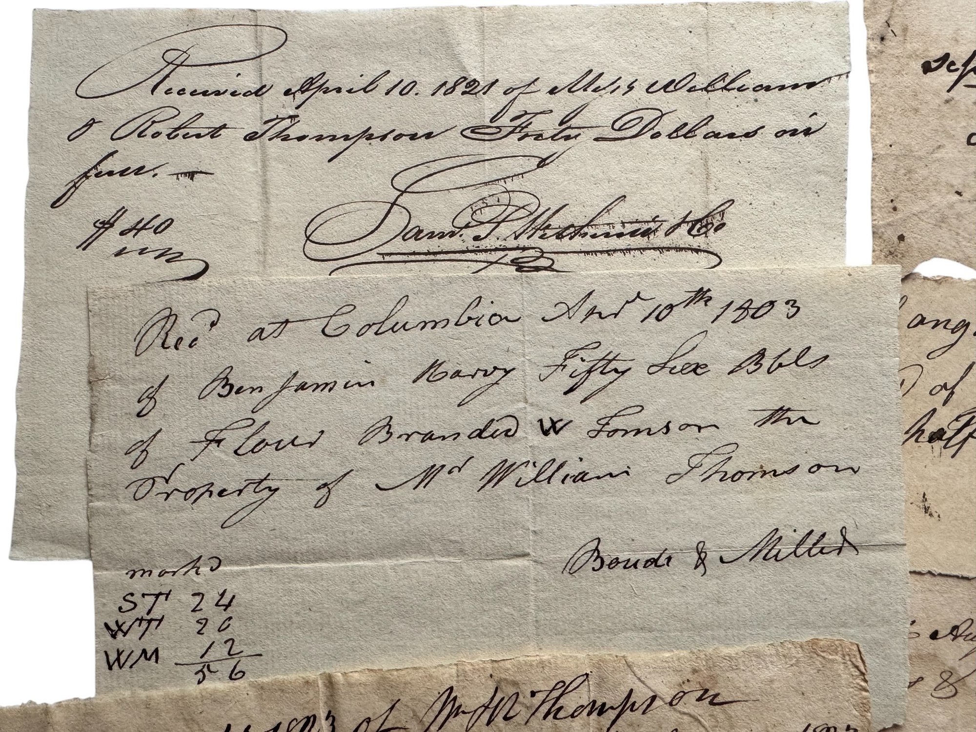 Group Of Early 19th-Century Handwritten Receipts & Promissory Notes ...