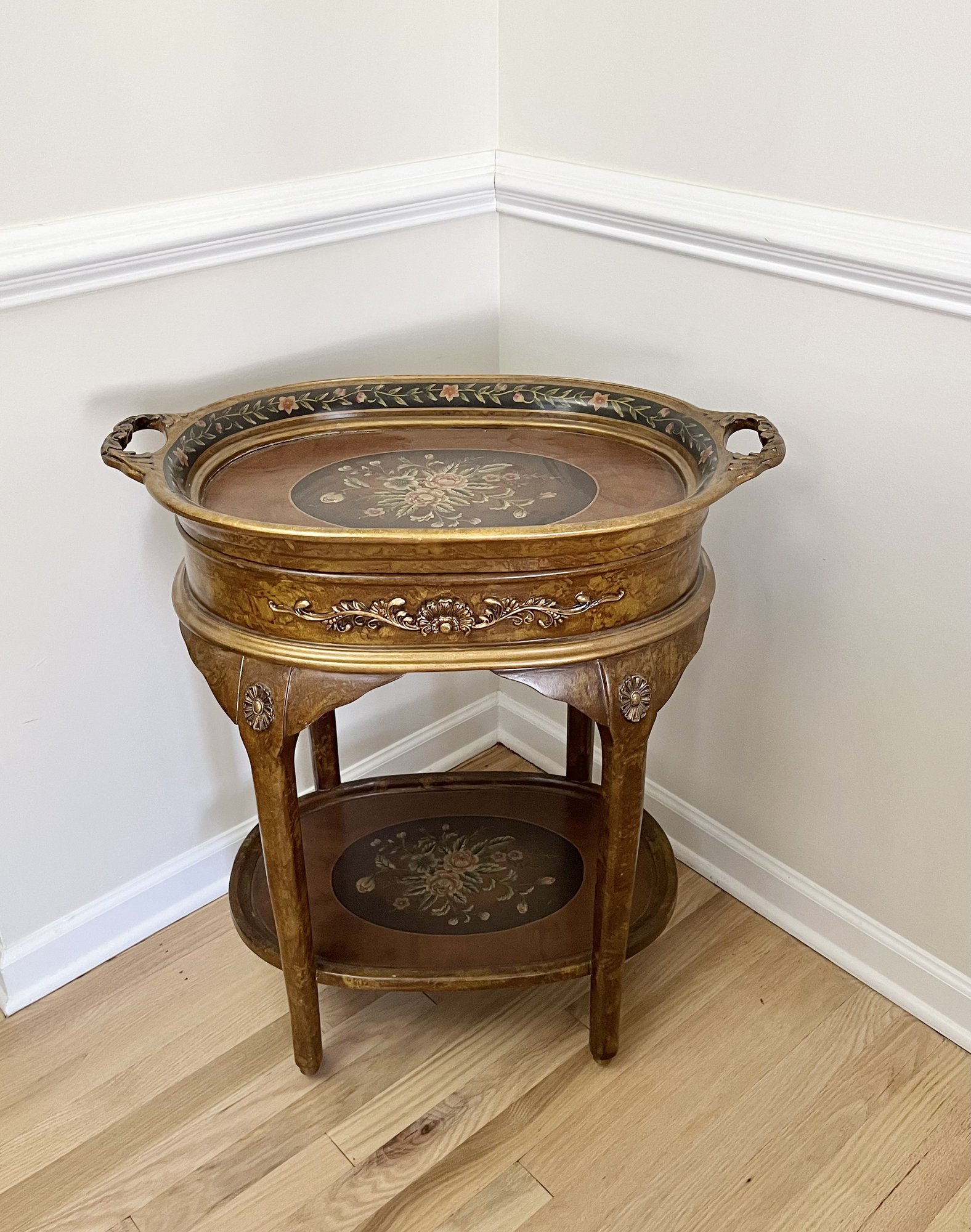 Made To Look Antique, Oval Wooden Hand Painted Tray Table #2163088 ...