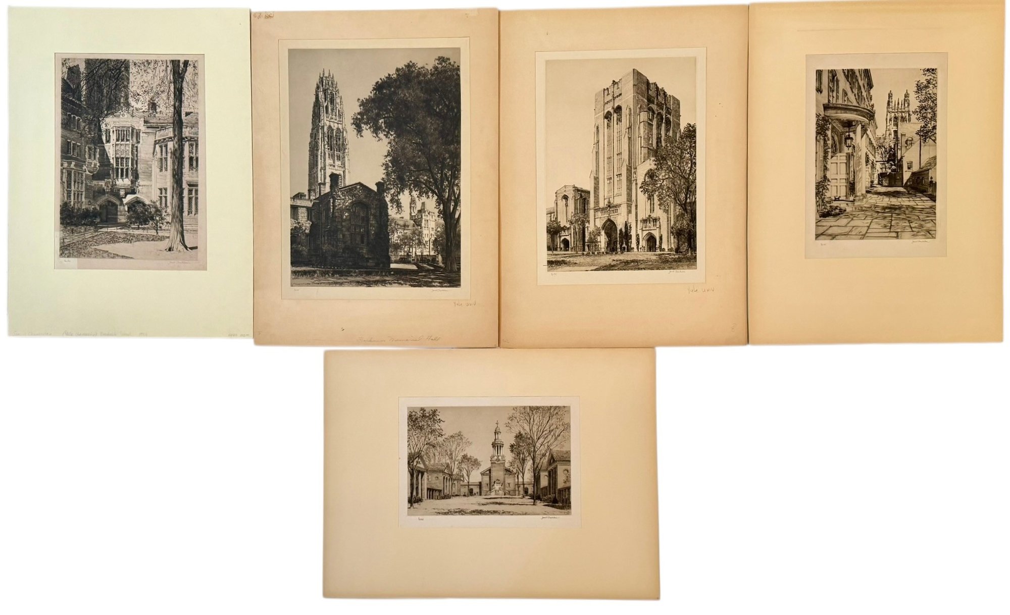 C.1930s Five Signed YALE Etchings By Listed Artist Samuel Chamberlain ...