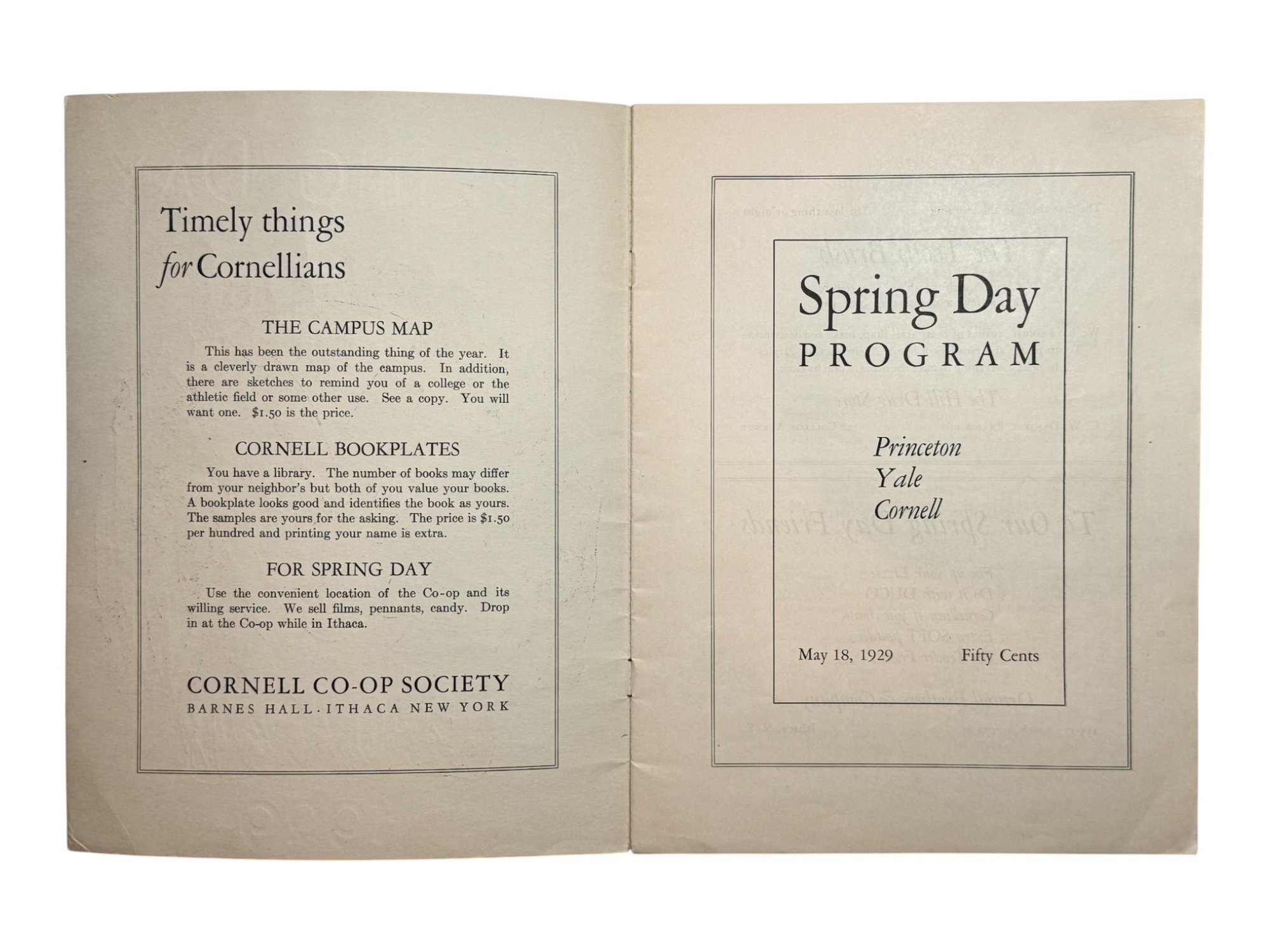 1929 Spring Day Program - Princeton, Yale And Cornell #40875542 ...