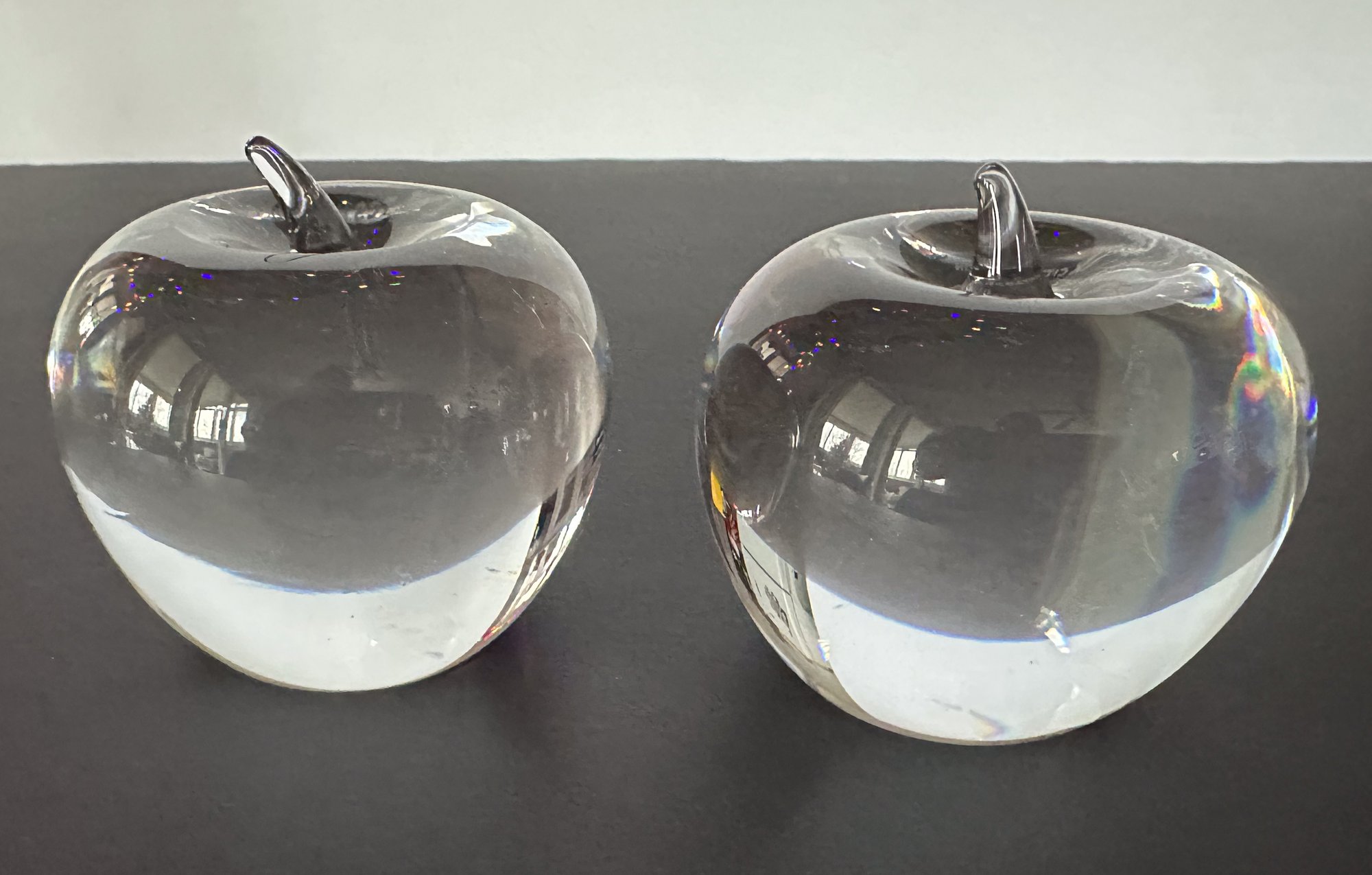 Pair Of Tiffany Crystal Glass Apple Paperweights #2039705 ...