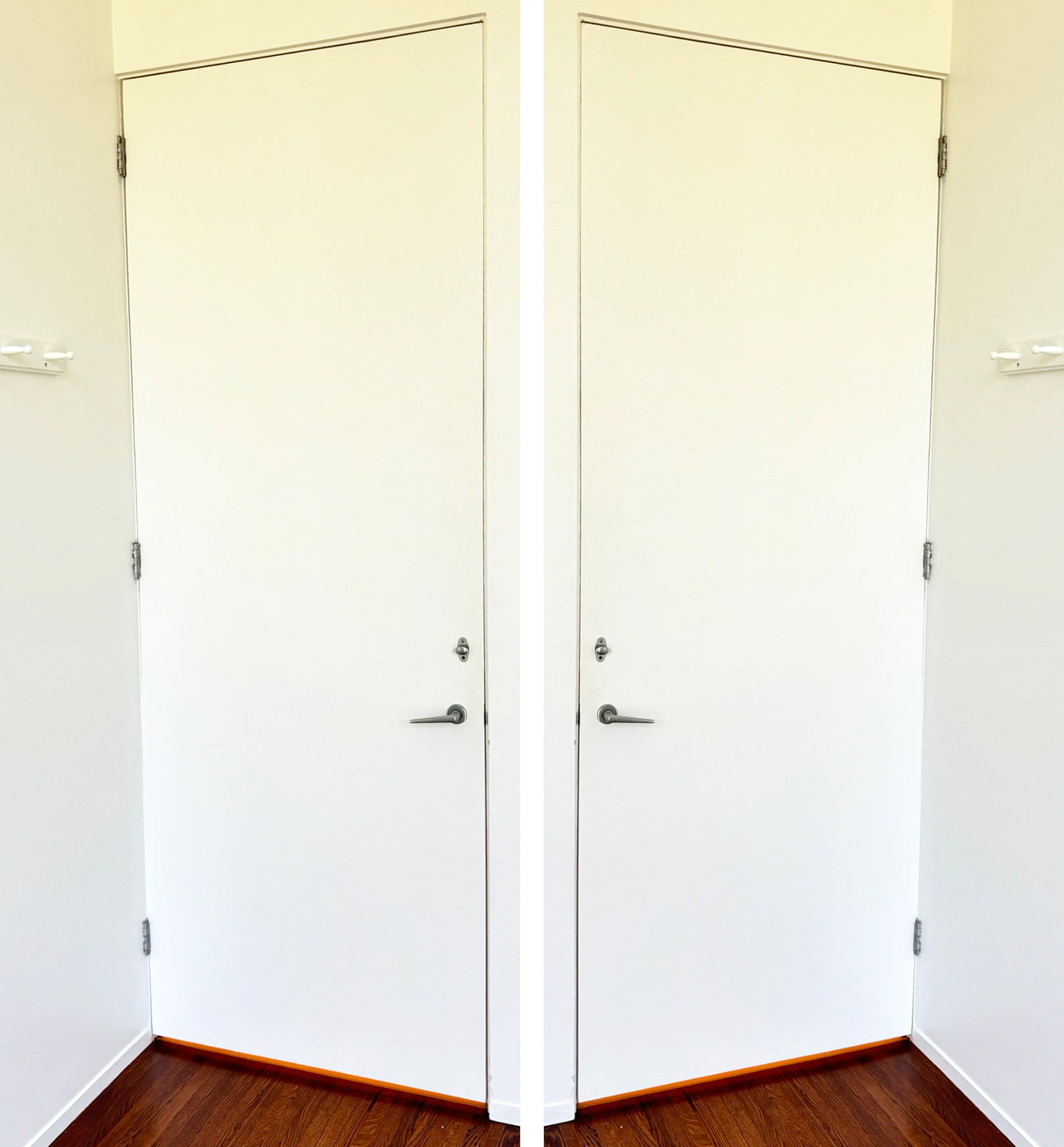 A Pair Of Modern Solid Slab Interior Doors With Brushed Steel Hardware ...
