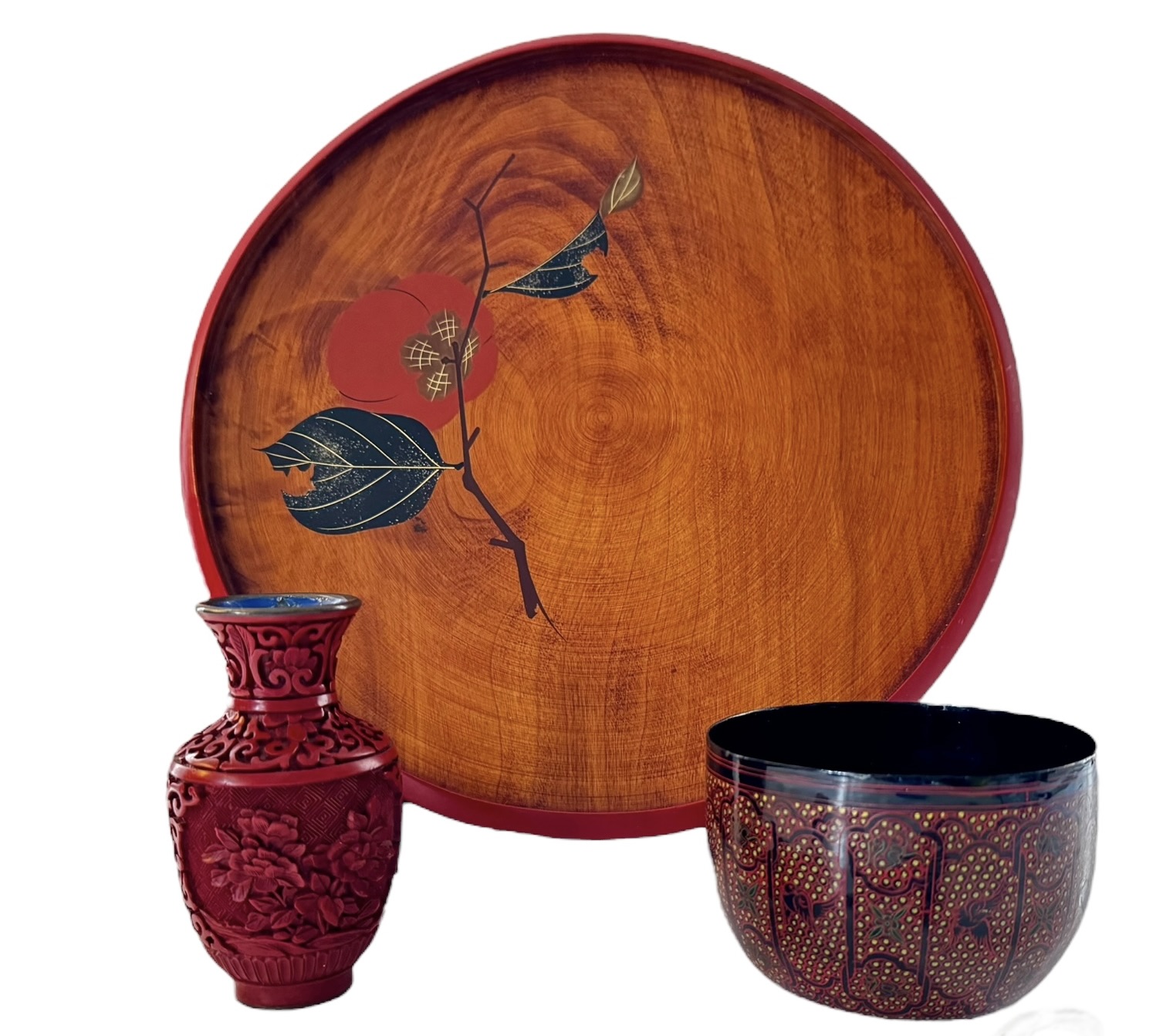 20th Century Asian Lacquerware And Carved Wood Decor #40825772 ...