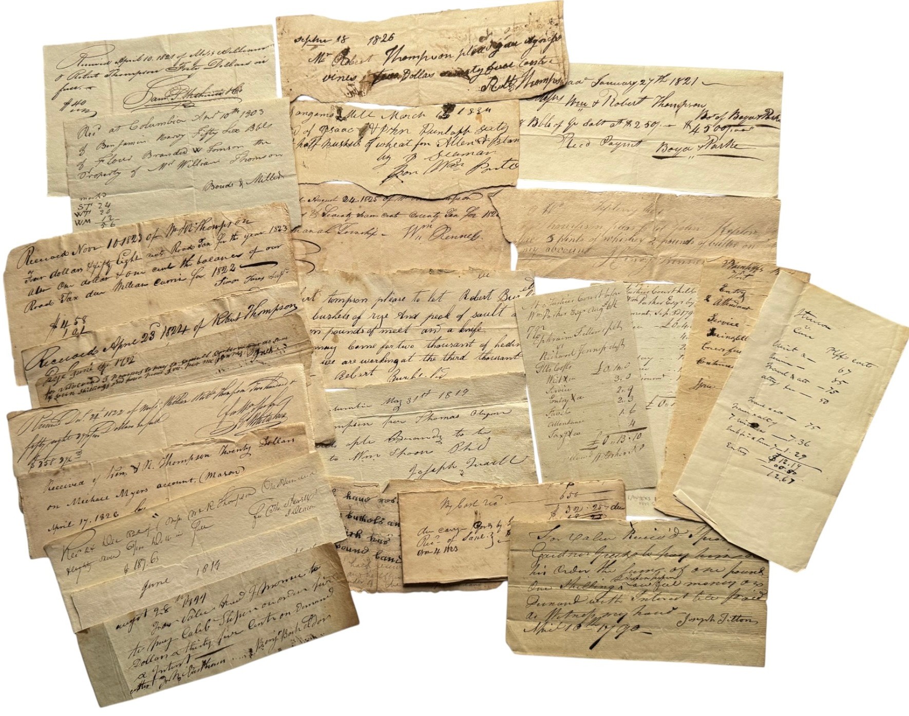 Group Of Early 19th-Century Handwritten Receipts & Promissory Notes ...
