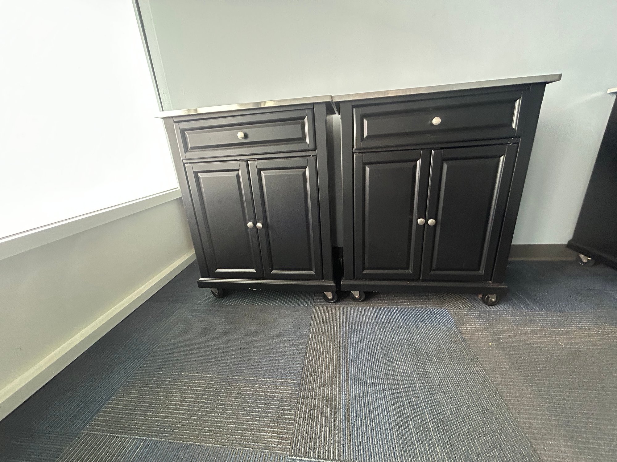 Two Black And Silver Top Storage Units On Wheels #1987880 ...