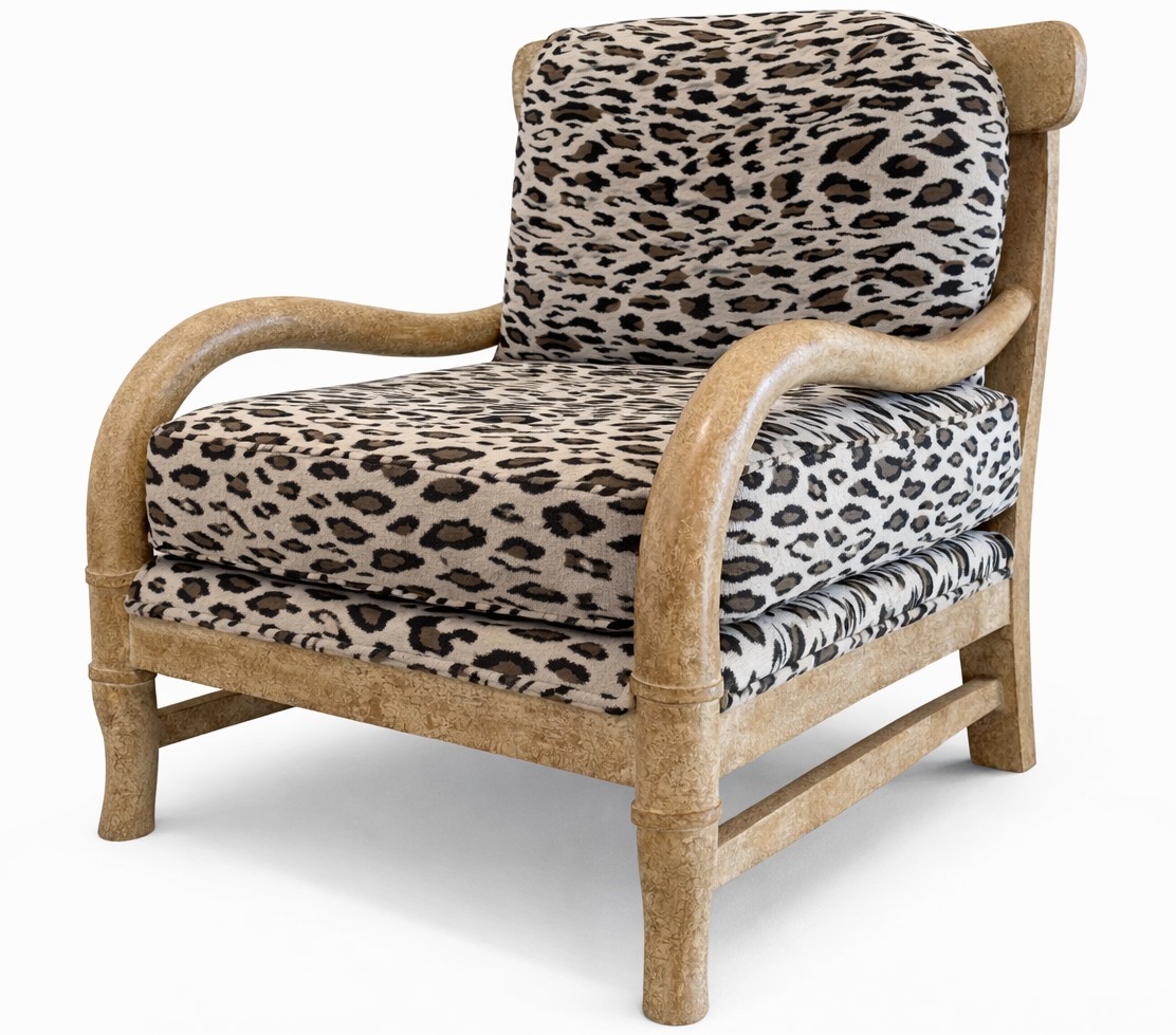 A Large Coastal Modern Arm Chair In Leopard Print #40876458 ...