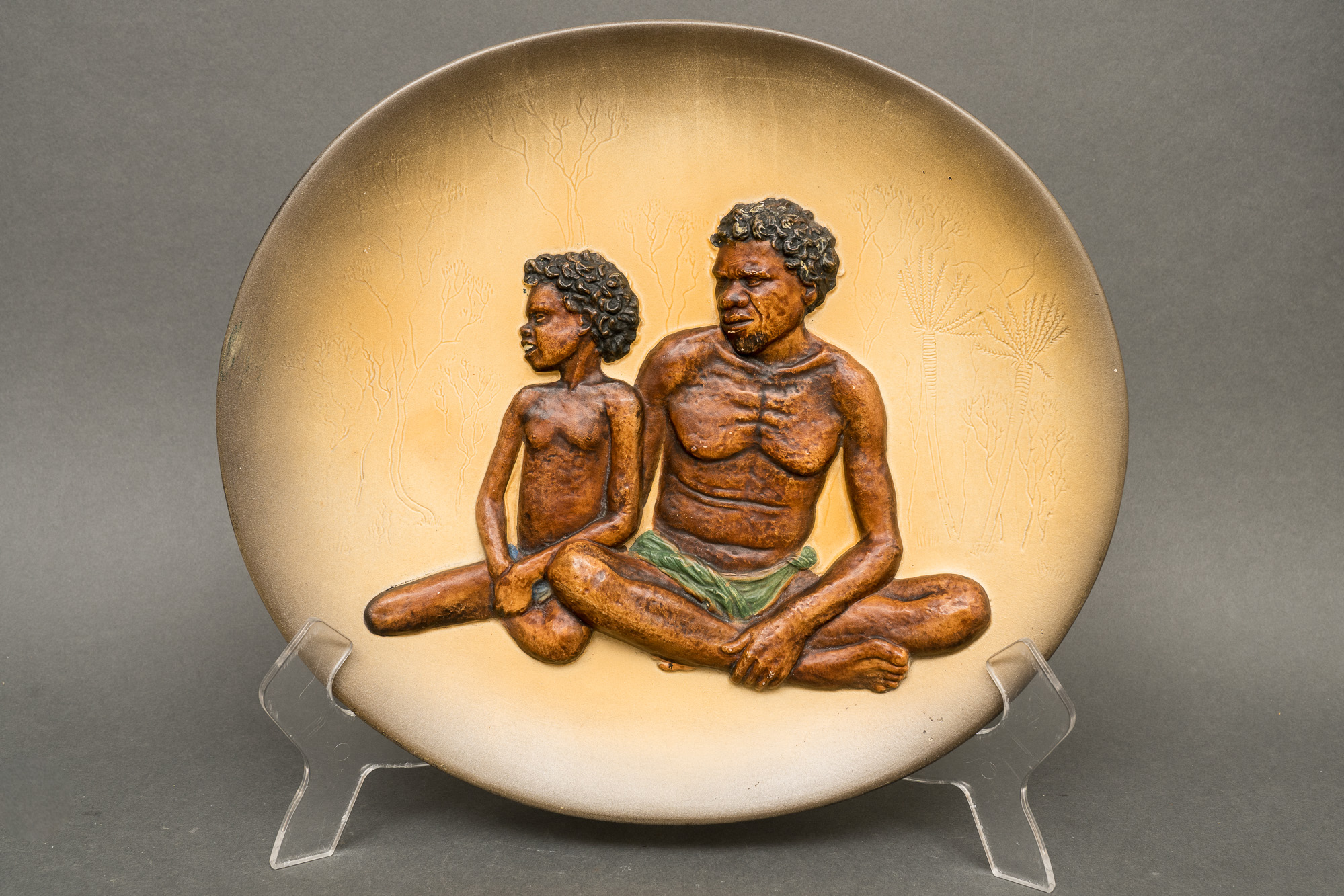 Vintage Bossons Chalkware Plate "First Nations Aboriginals Father And ...