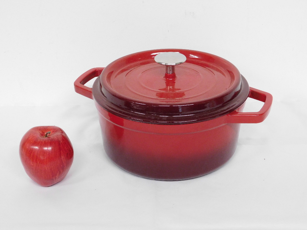 Burgundy Red Enameled Cast Iron Dutch Oven / Cooking Pot With Drip-Drop ...