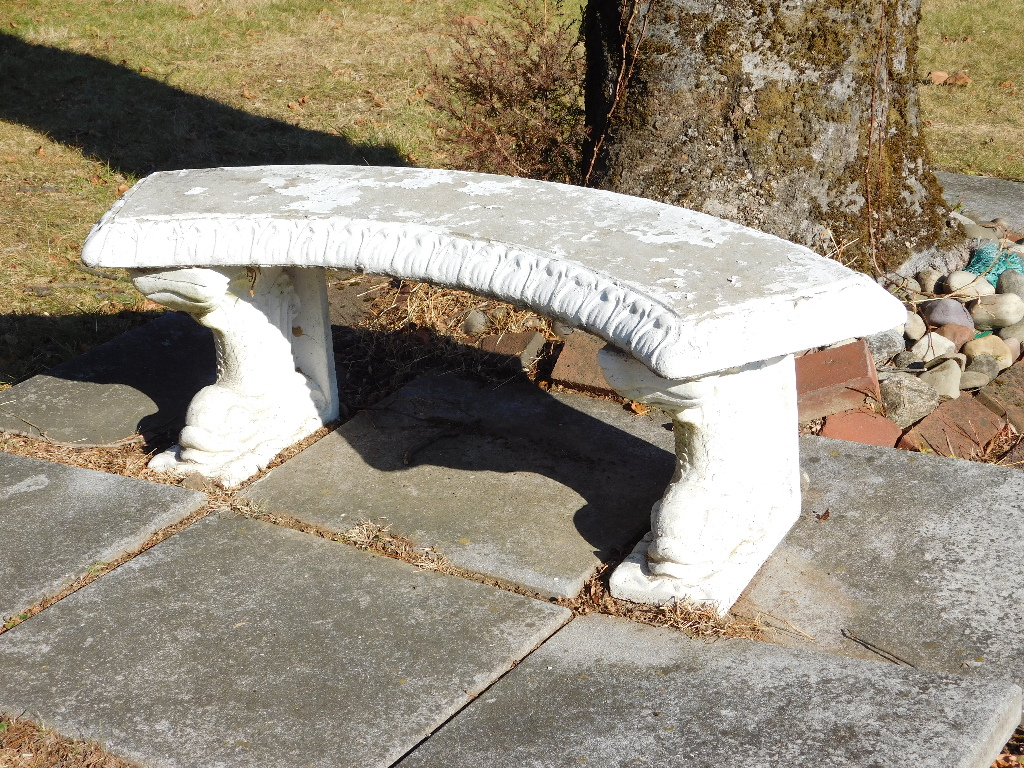 A Dolphin Base Curved Concrete Garden Bench #2026051 | Auctionninja.com