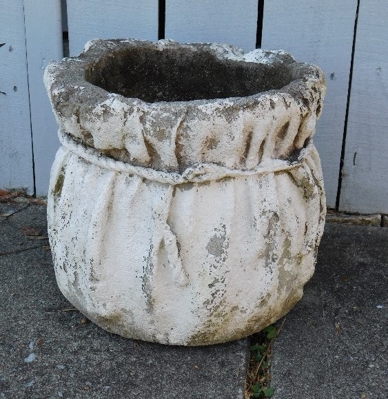 A Cinched Sack Concrete Garden Planter #2026065 | Auctionninja.com