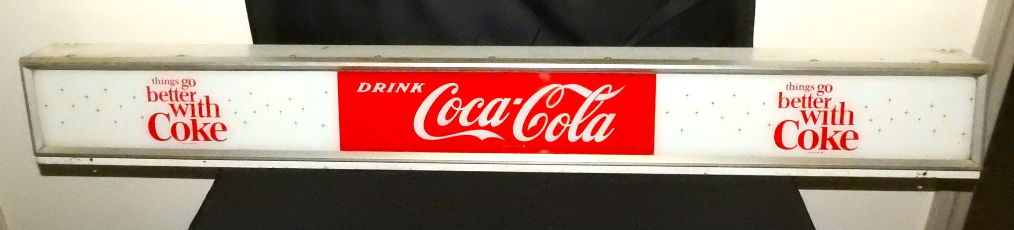 5 Foot 1960s Coca Cola Light Up Advertising Cooler Topper Sign Working ...