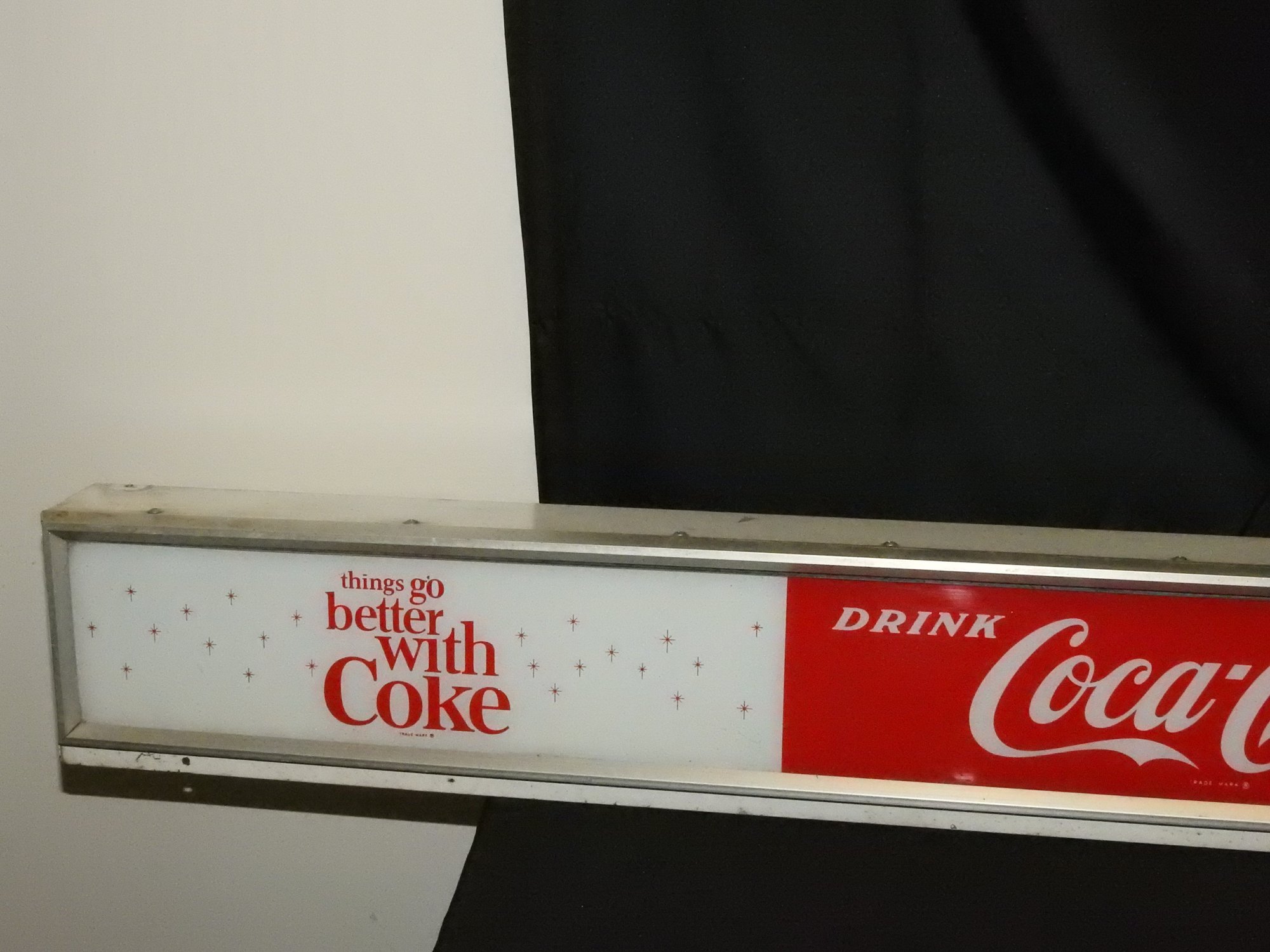 5 Foot 1960s Coca Cola Light Up Advertising Cooler Topper Sign Working ...