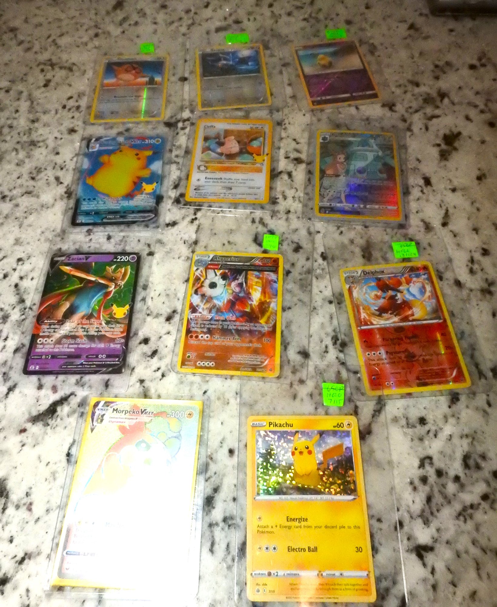 Lot Of 11 Pokemon Holographic Trading Cards In Plastic Sleeves ...