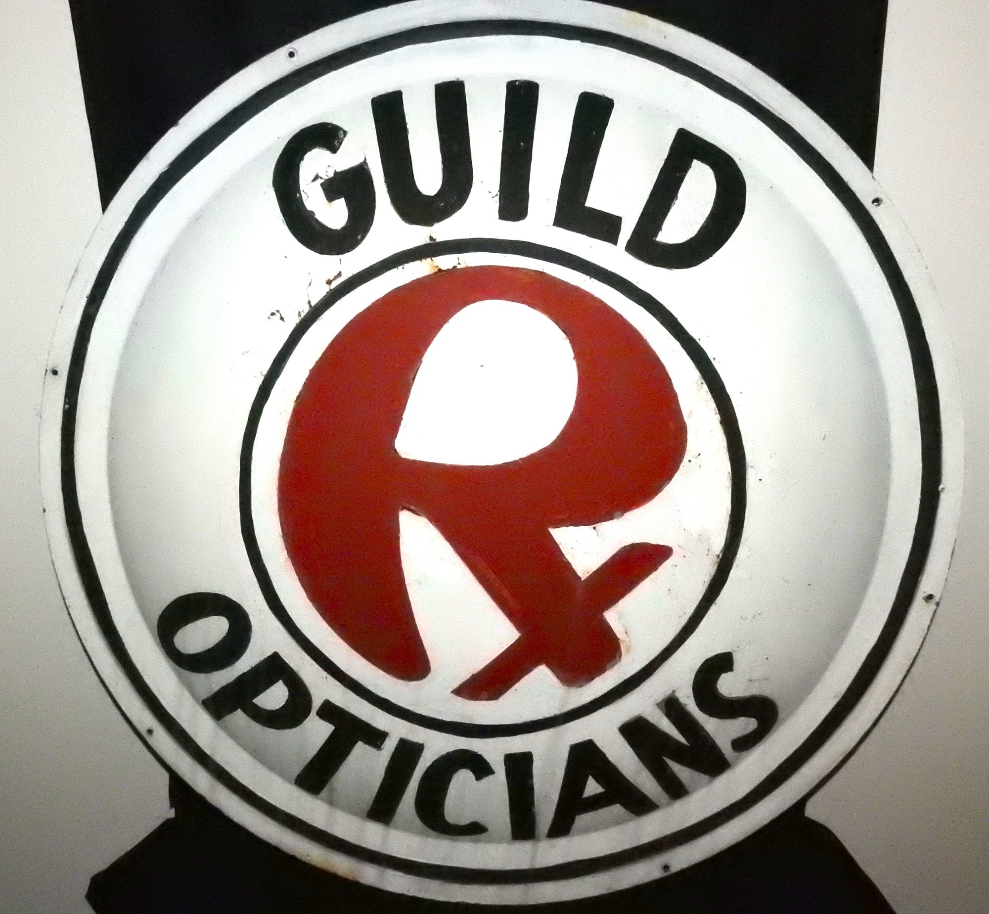 Huge 36 Inch 1950s Vintage Guild RX Opticians Metal Adverting Sign ...