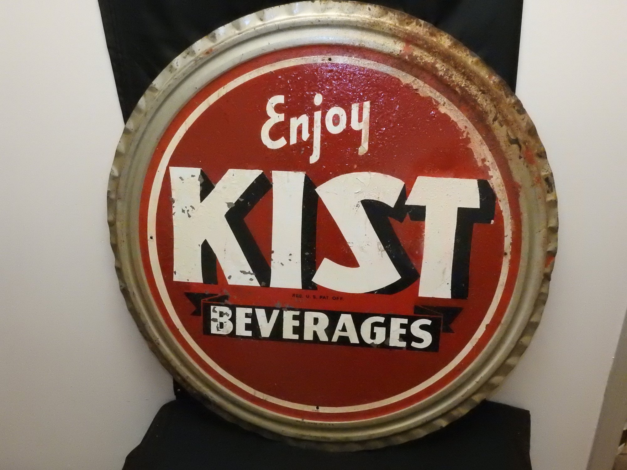 1950s Huge 36 Inch Steel Enjoy Kist Beverages Advertising Sign ...