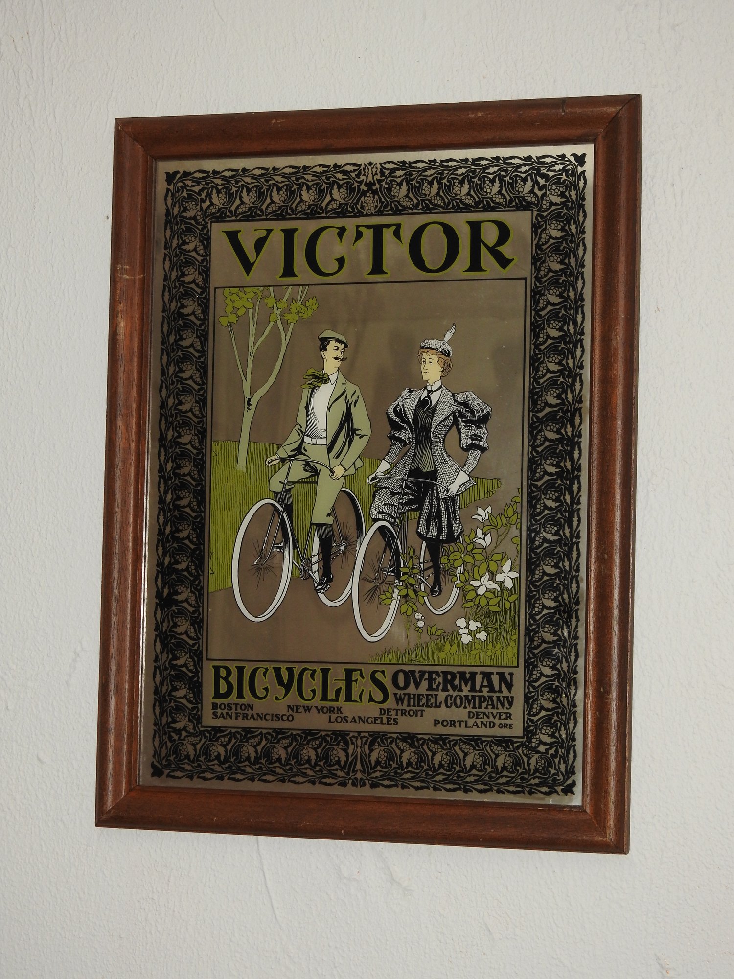 Amazing 1960s Victor Bicycles Advertising Mirror In Frame 18 X 24 ...