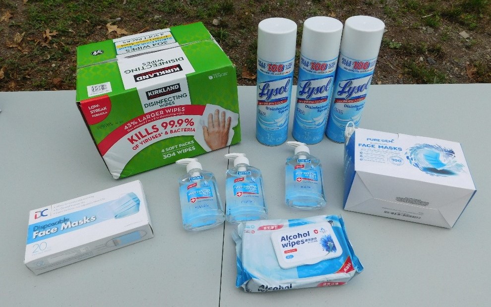 A Selection Of Covid Apocalypse Hand Sanitizers, N-95 Masks ...
