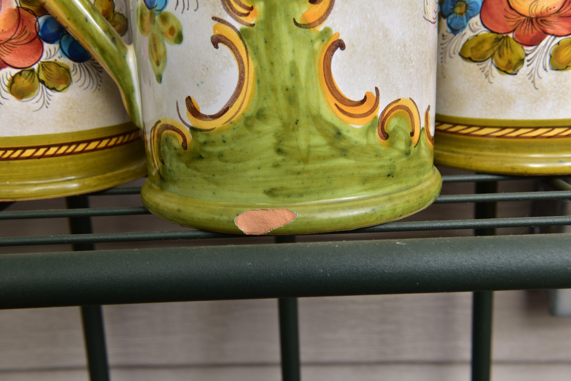 Italian Hand Painted Deruta Pottery Pitcher And Six Mugs #40882277 ...