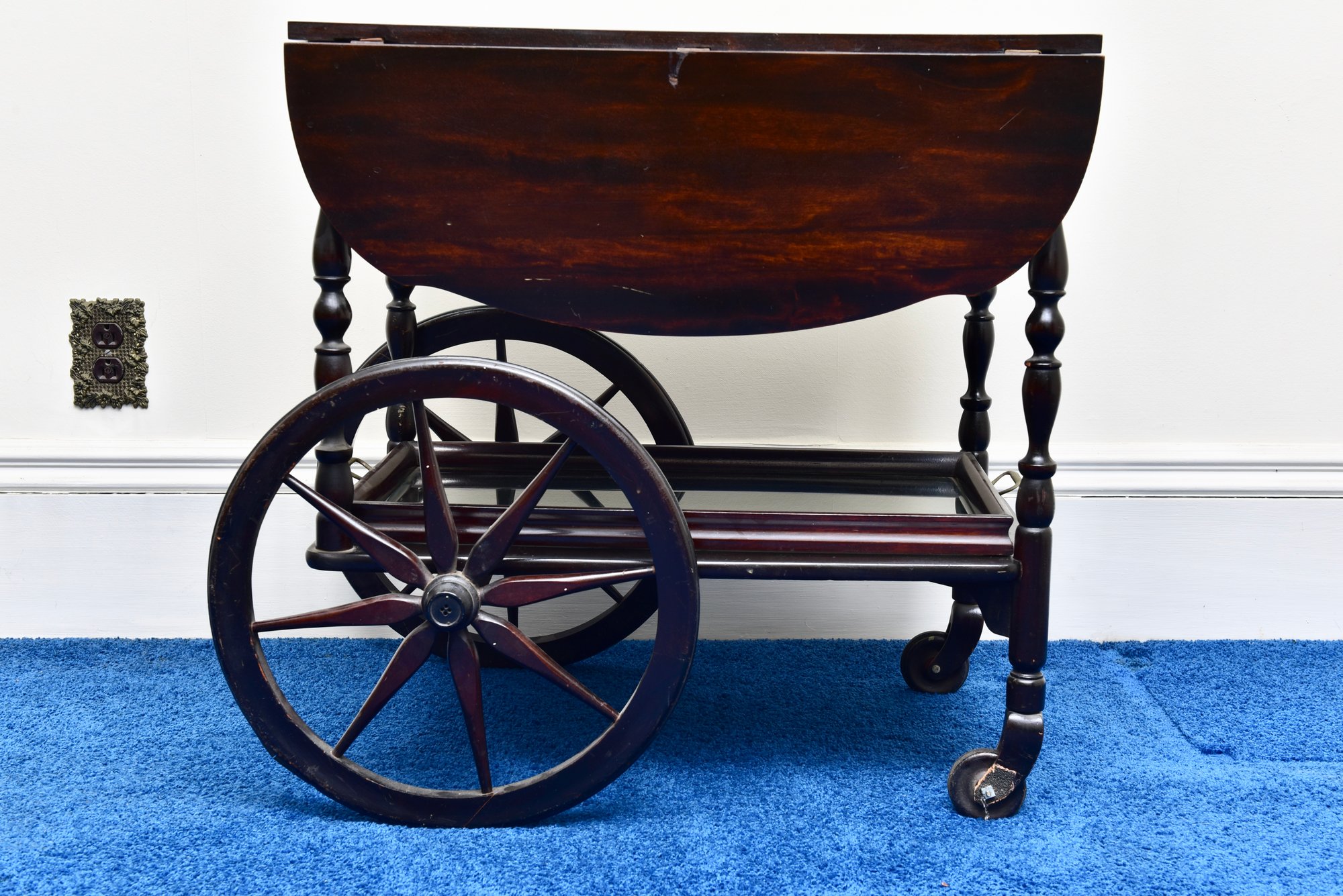 Vintage Wood Drop Leaf Tea Cart With Removable Tray #40841087 ...