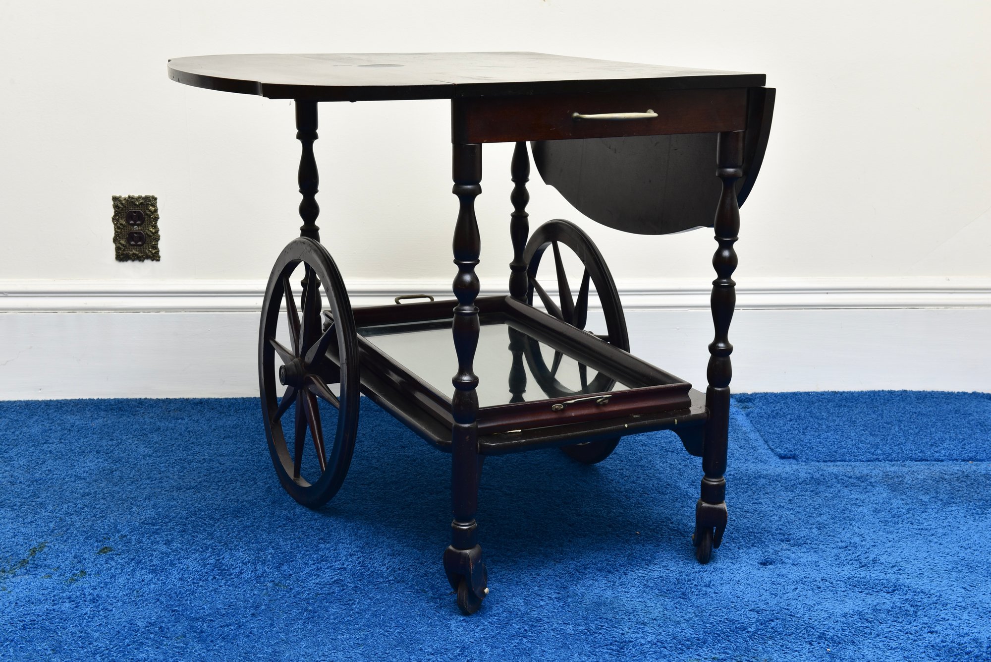 Vintage Wood Drop Leaf Tea Cart With Removable Tray #40841087 ...