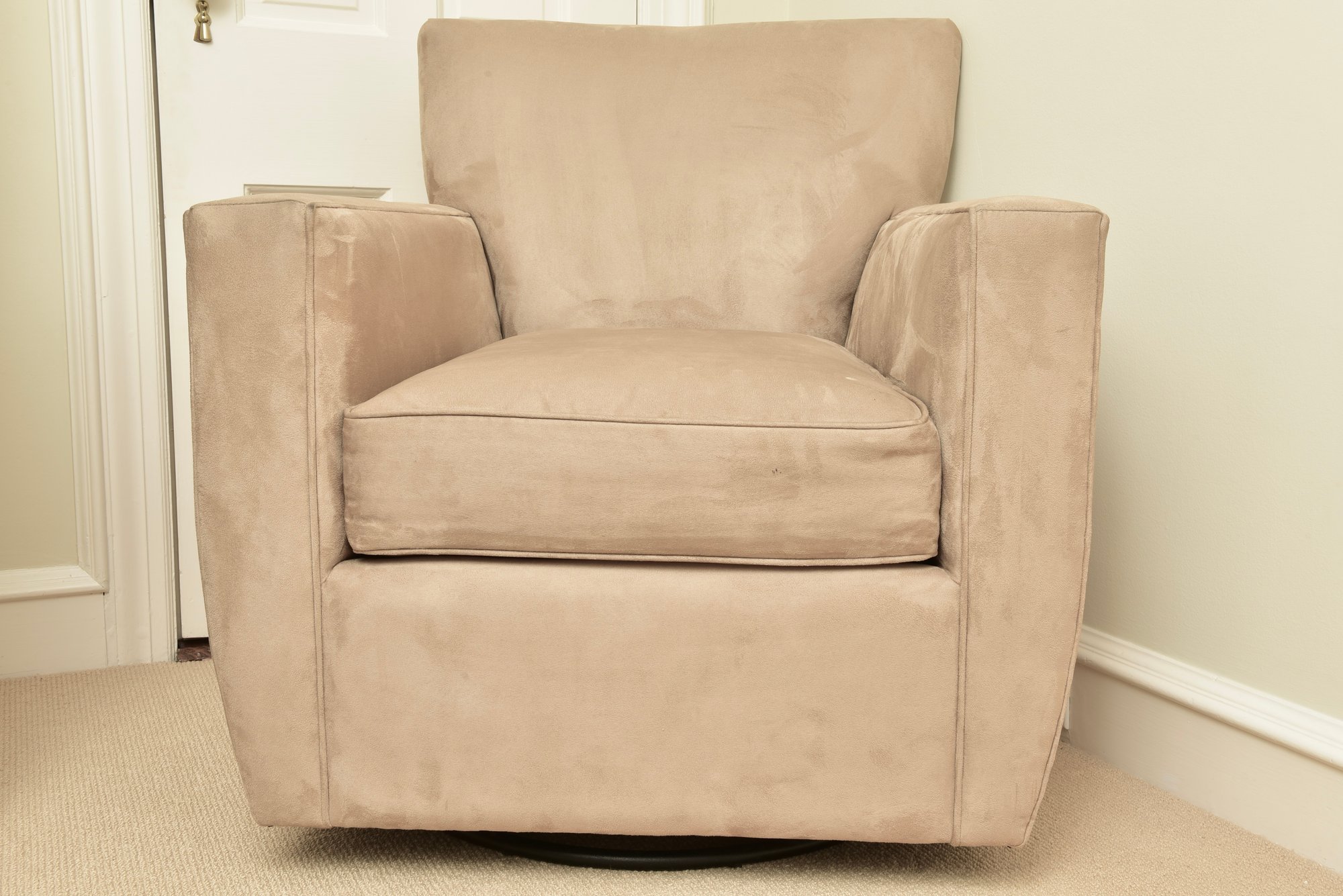 Crate & Barrel Talia Microsuede Swivel Chair (RETAIL $2,400) #40853540 ...