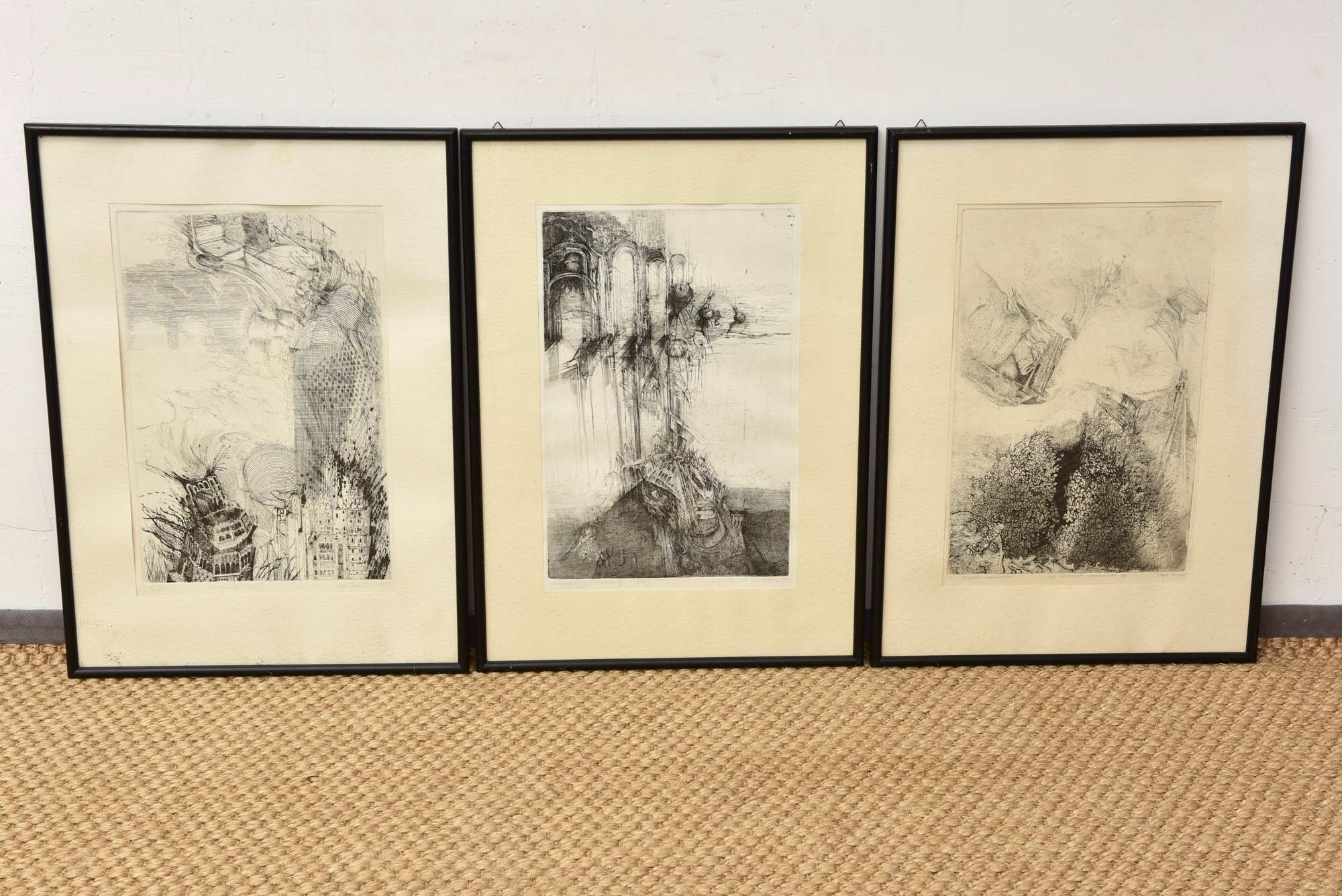Collection Of Three Framed Limited Edition Numbered Etchings Signed Olga Studios #1944889 ...