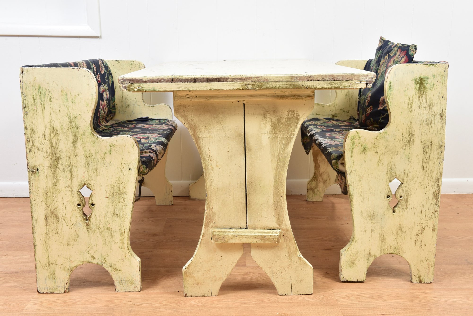 1920s Table And Bench Pub Dining Set From Bar On Houston Street, NYC ...