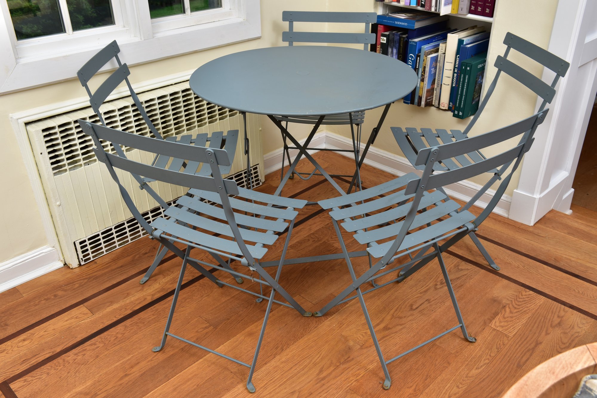 Fermob French Metal Bistro Table And Set Of Five Matching Folding ...