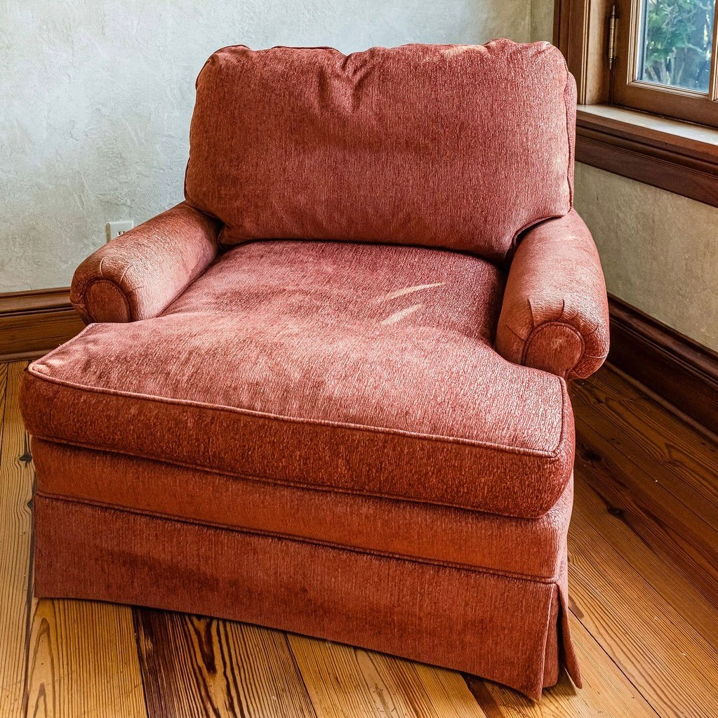 Custom Upholstered Roll Arm Club Chair In Luxurious Paprika Fabric (2/2 ...