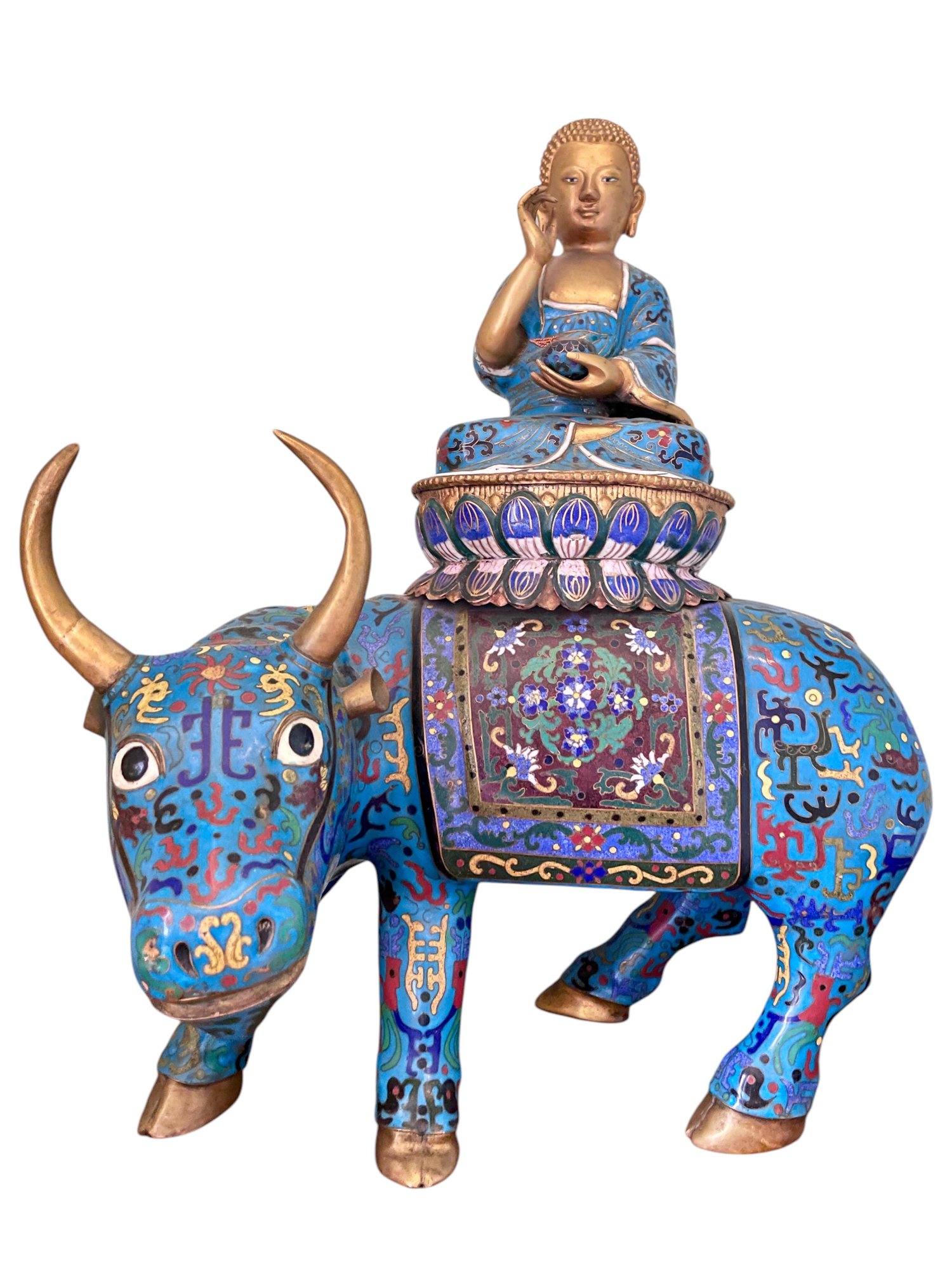 Vintage Chinese Cloisonne Seated Buddha On A Bull. #2098111 ...