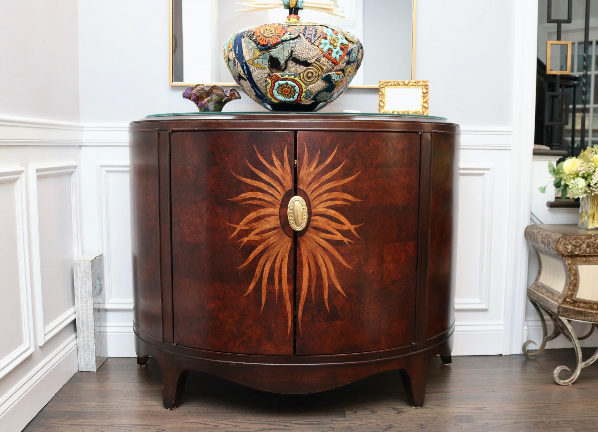 American Drew Bob Mackie Modern Commode Cabinet With Glass Top #2274704 ...