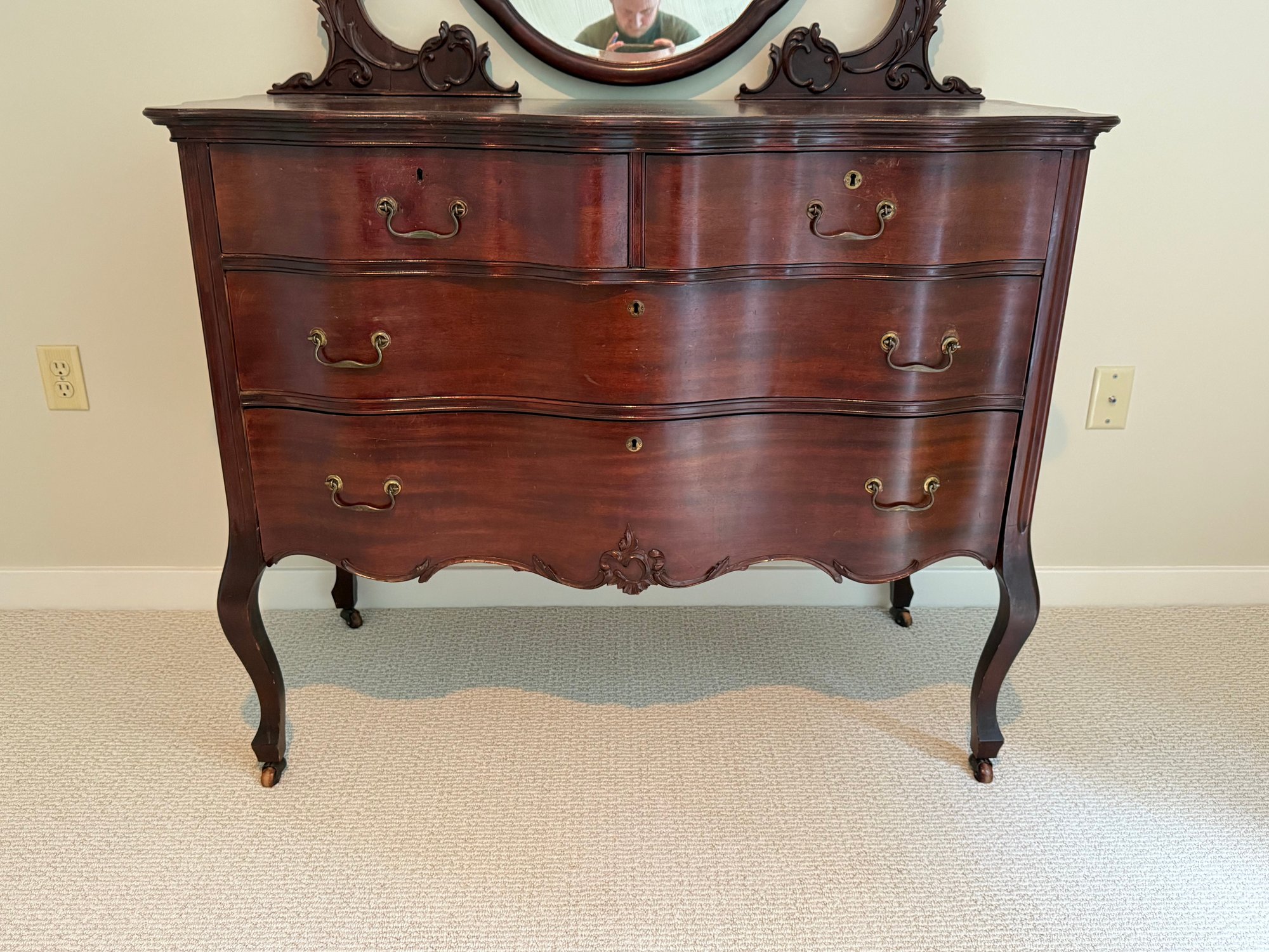 Antique Mahogany Serpentine Front Dresser With Mirror #40849304 ...